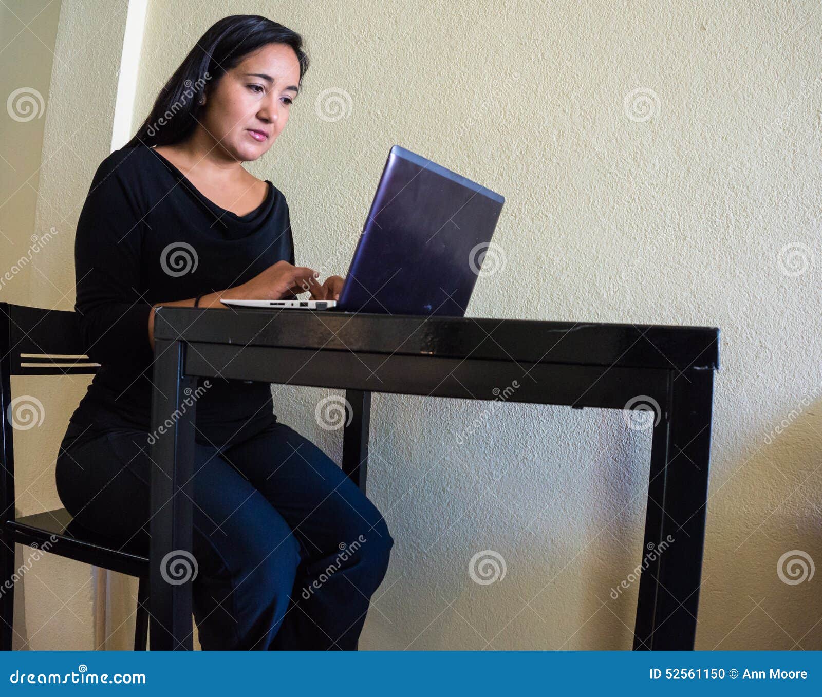 Hispanic Woman Working at Laptop Stock Photo - Image of young, student ...