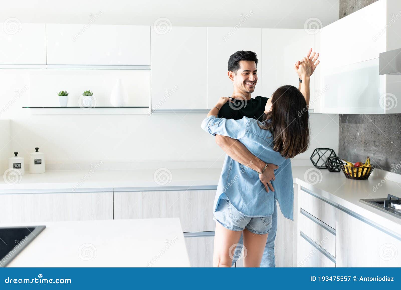Romantic Couple Dancing In Kitchen Stock Image Image Of Dancing