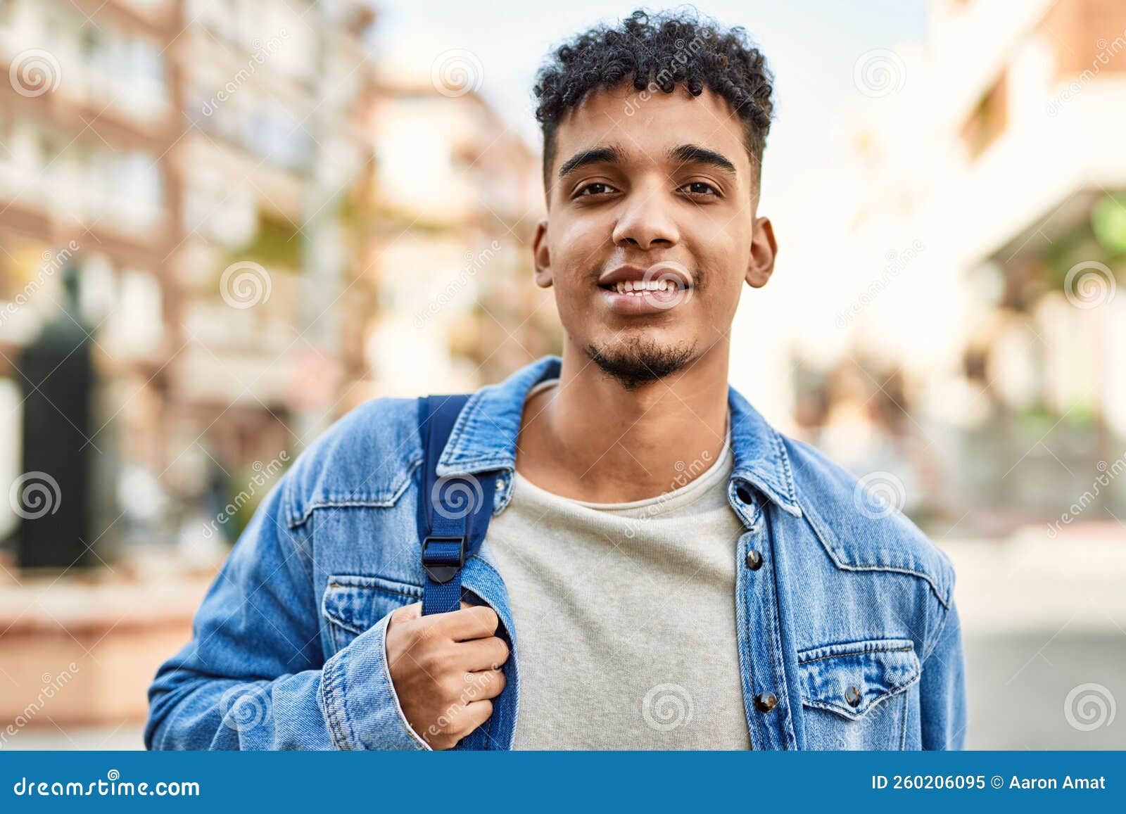 Hispanic Young Man Smiling at the Street Stock Image - Image of ...