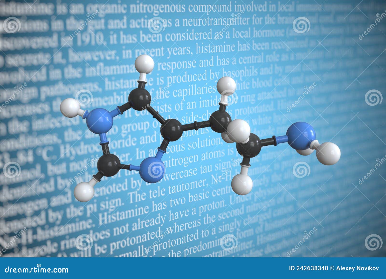 Histamine Scientific Molecular Model, 3D Rendering Stock Illustration ...