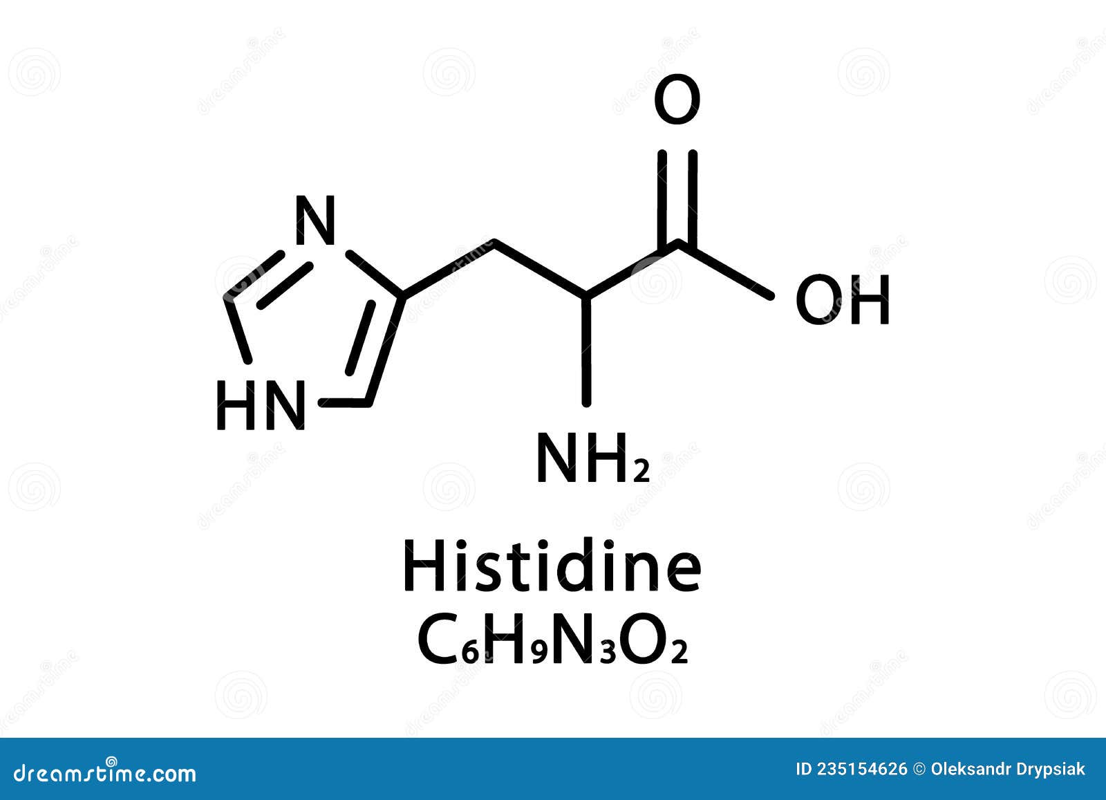 Histidine Molecular Structure 3d, Flat Model, Essential Amino Acid ...
