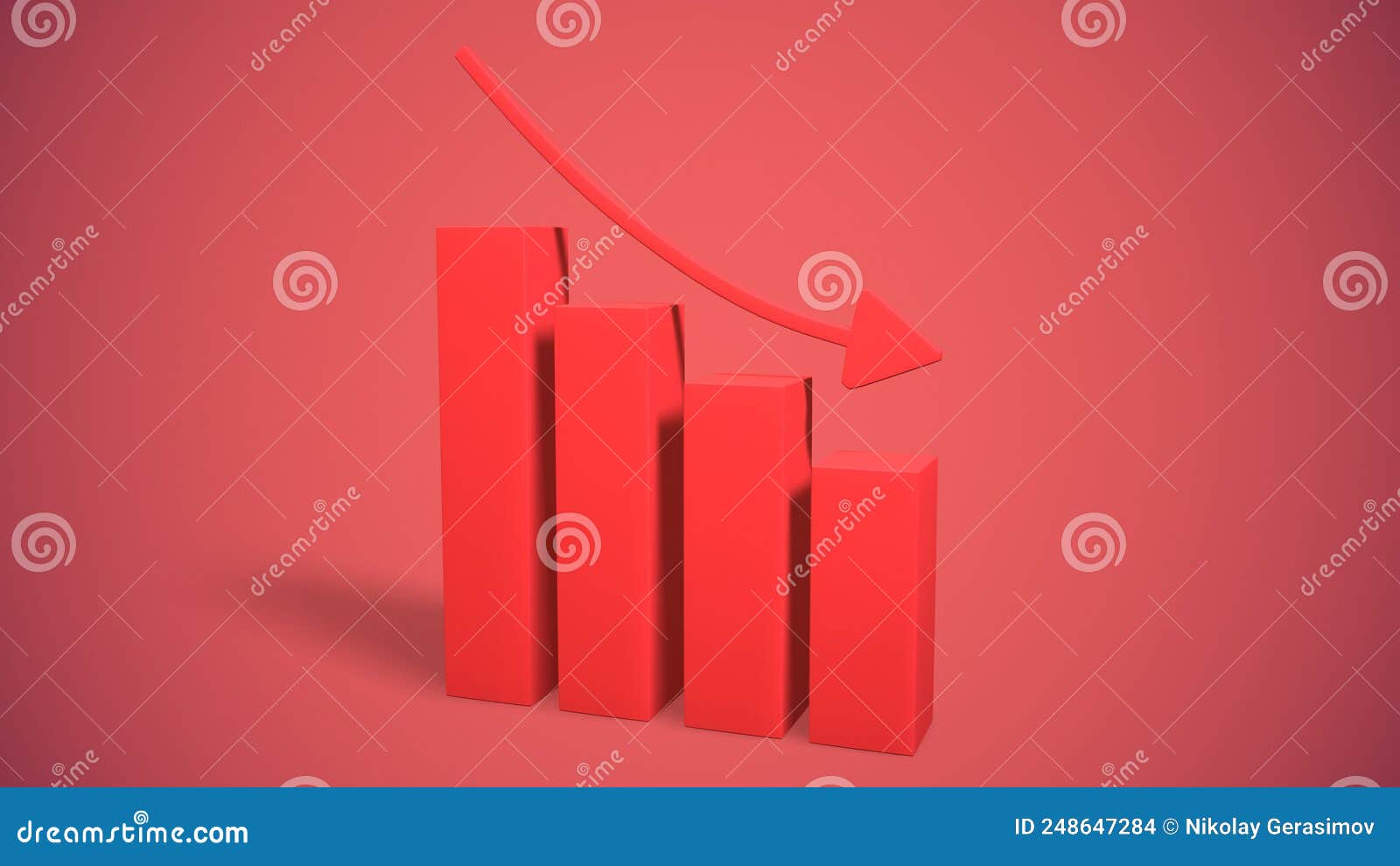 Histogram Columns Down and Statistics Finance 3d-rendering Stock ...