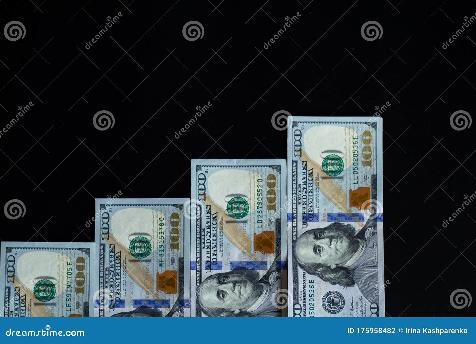 Histogram of Dollars on Black Background Stock Photo - Image of graph ...