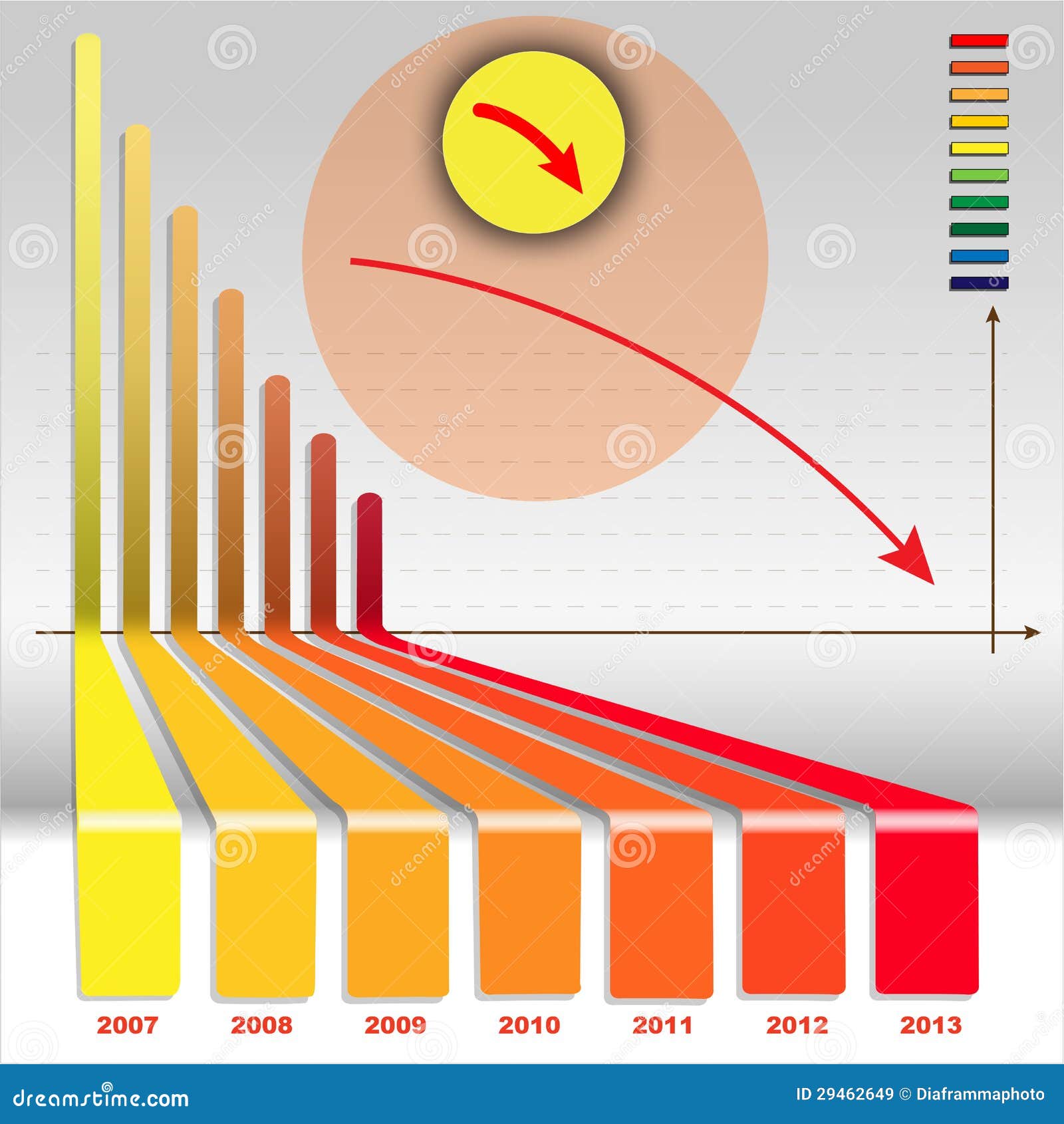 Histogram Graph Like a Waterfall with Red Down Stock Vector ...
