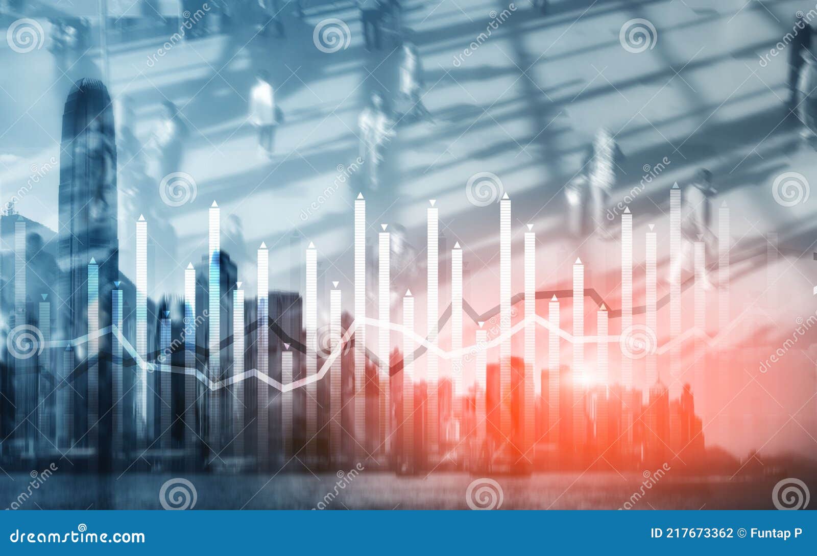 Histogram and Lines Economic Chart Instrument on Modern Metropolis ...