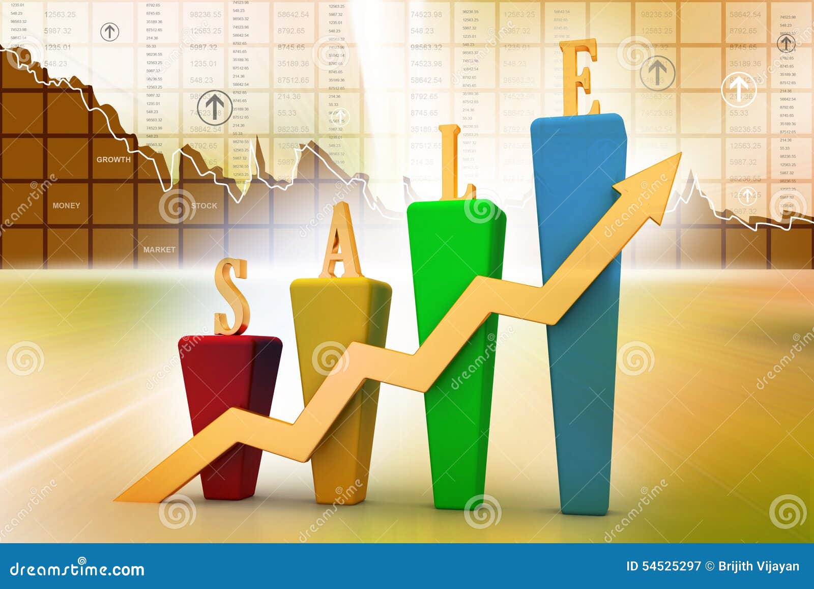 Histogramme 3D Et Croissance De Ventes Illustration Stock ...