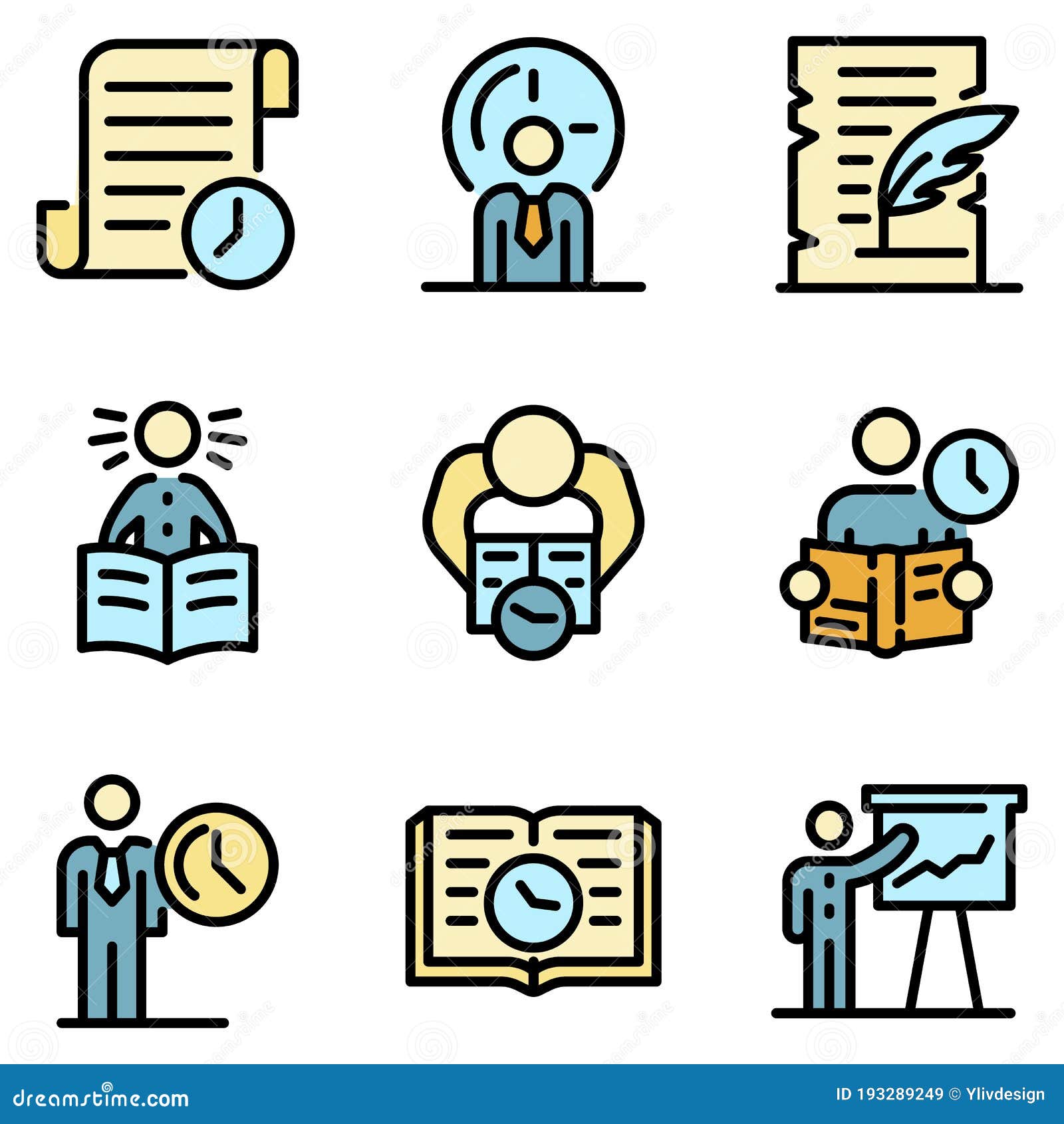 Historian Icons Set Vector Flat Stock Vector - Illustration of fetlock ...