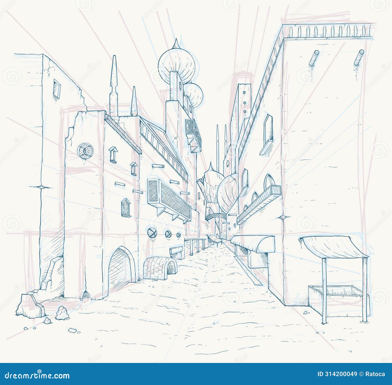 Historic Arabian Street Draw Stock Vector - Illustration of design ...