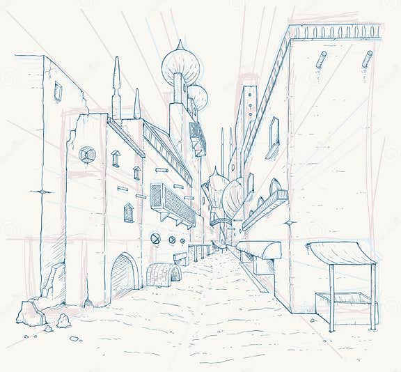 Historic Arabian Street Draw Stock Vector - Illustration of design ...