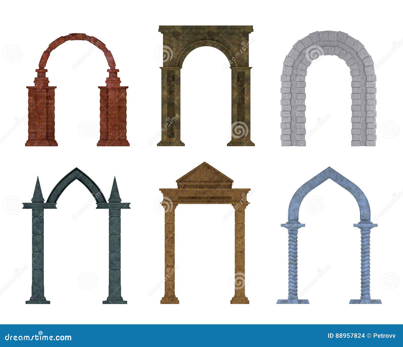 Historic Arc Isolated on White 3d Rendering Stock Illustration ...