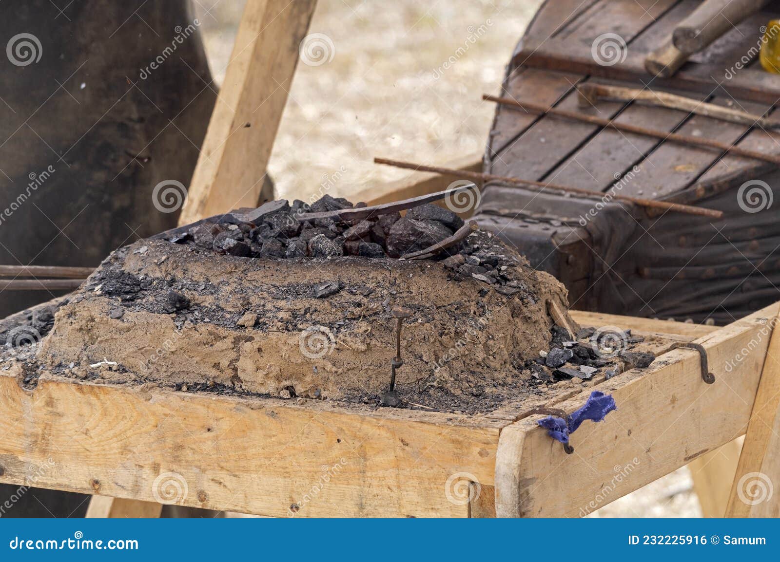 Historic Blacksmith Shop Bellows Stock Photo - Image of flame, historic ...