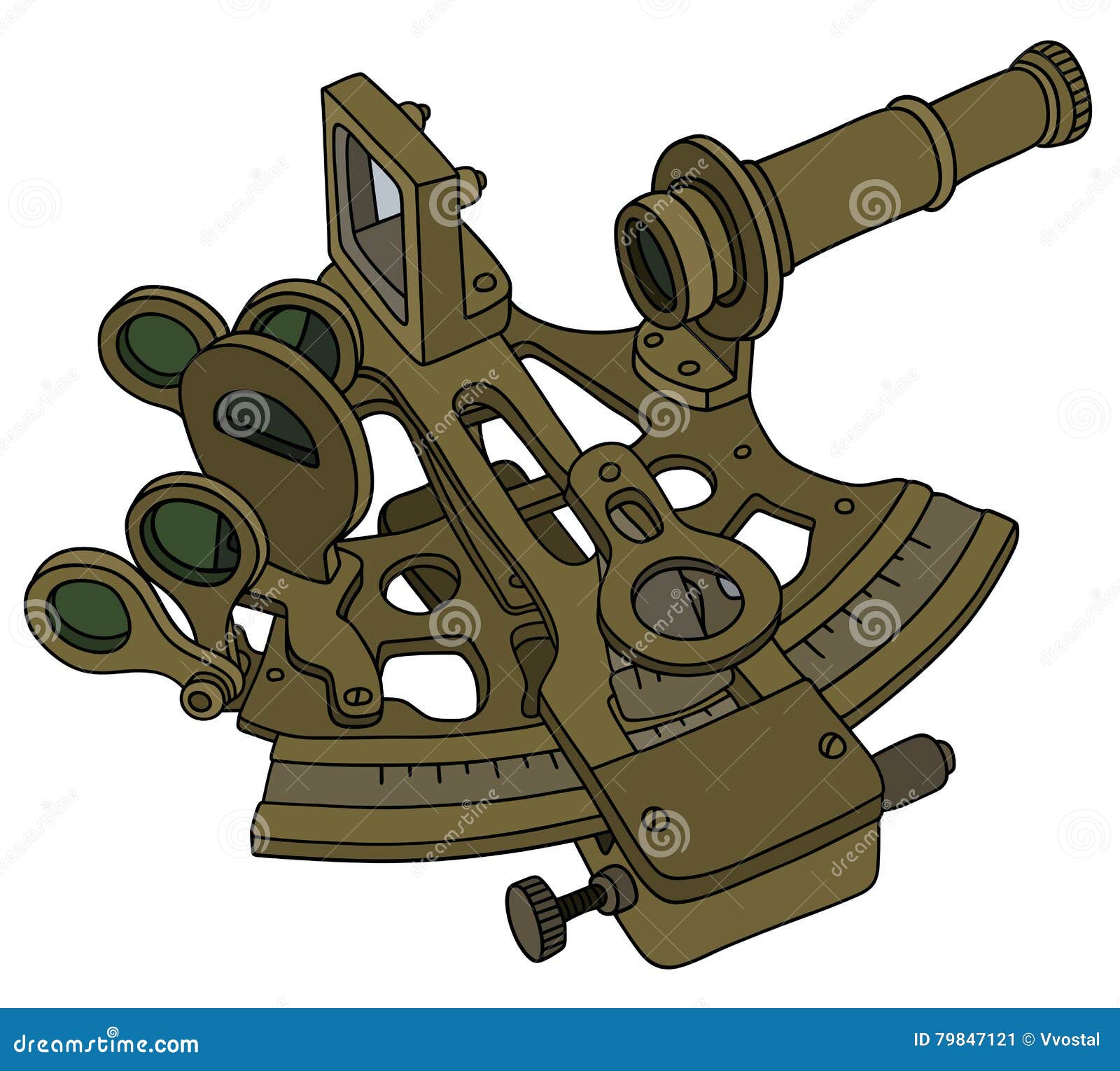 Historic brass sextant stock vector. Illustration of sailing - 79847121