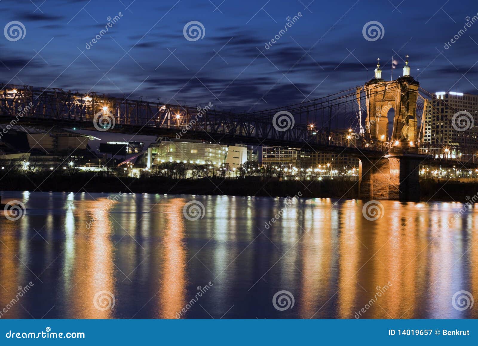 Historic Bridge in Cincinnati Stock Image - Image of blue, kentucky ...