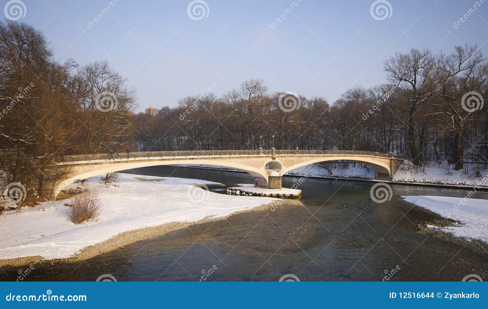 A Historic Bridge in Munich in Bavaria Stock Photo - Image of snow ...