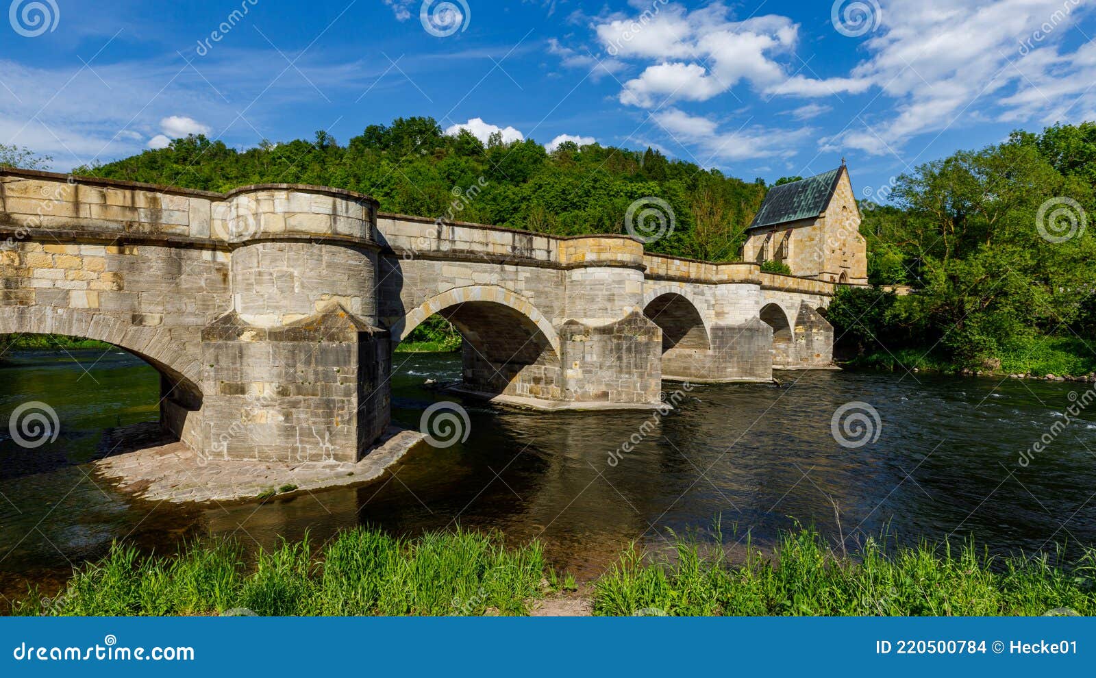 The Historic Bridge Over the Werra River at Creuzburg in the Werra ...