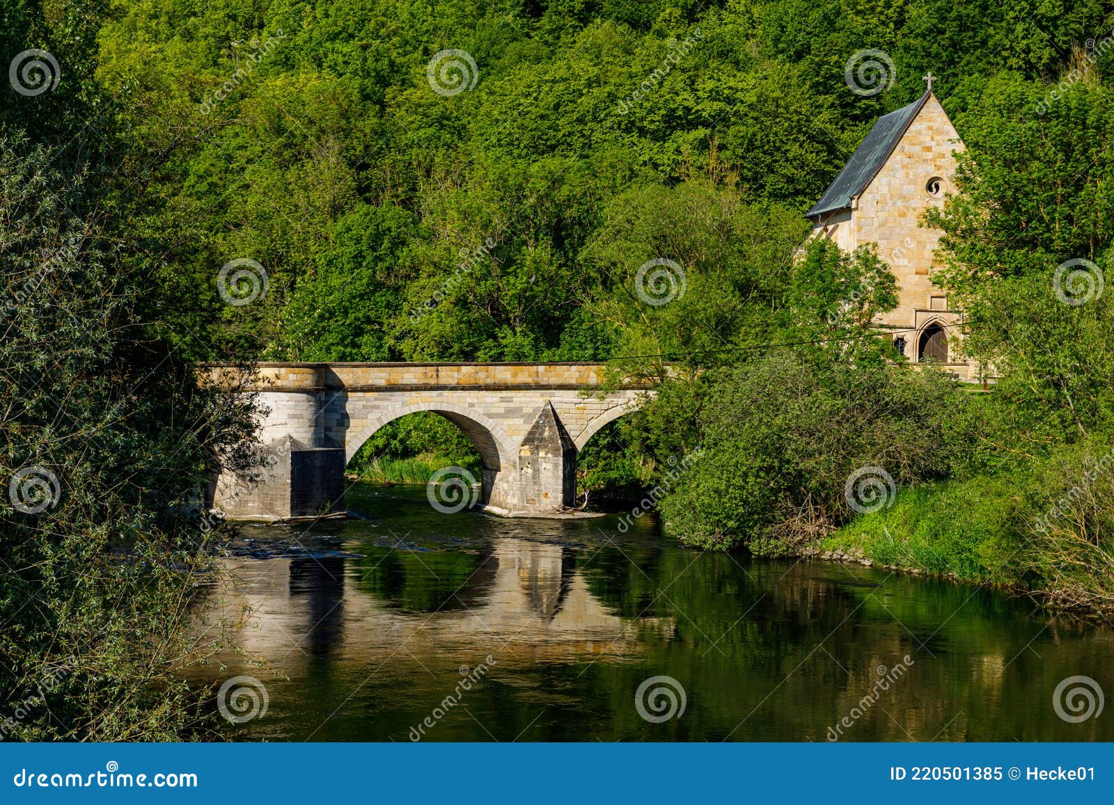 The Historic Bridge Over the Werra River at Creuzburg in the Werra ...