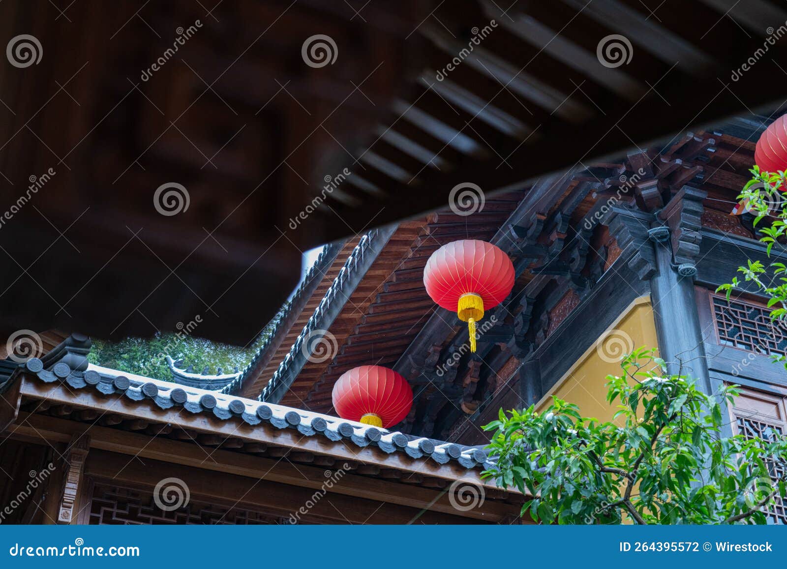 Historic Building with Chinese Lanterns Stock Photo - Image of ...