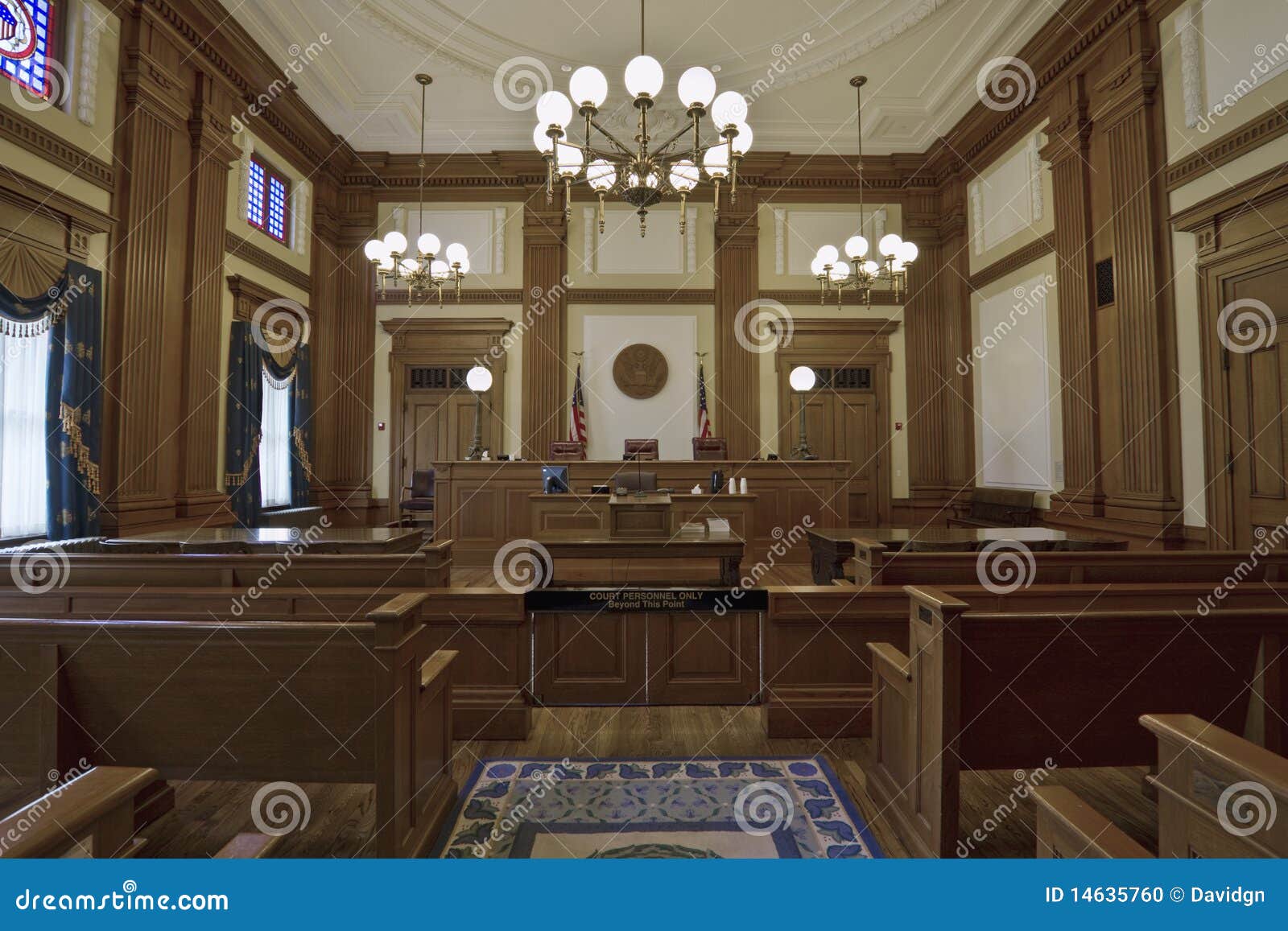 Historic Building Courtroom 3 Stock Photo - Image of chandeliers ...