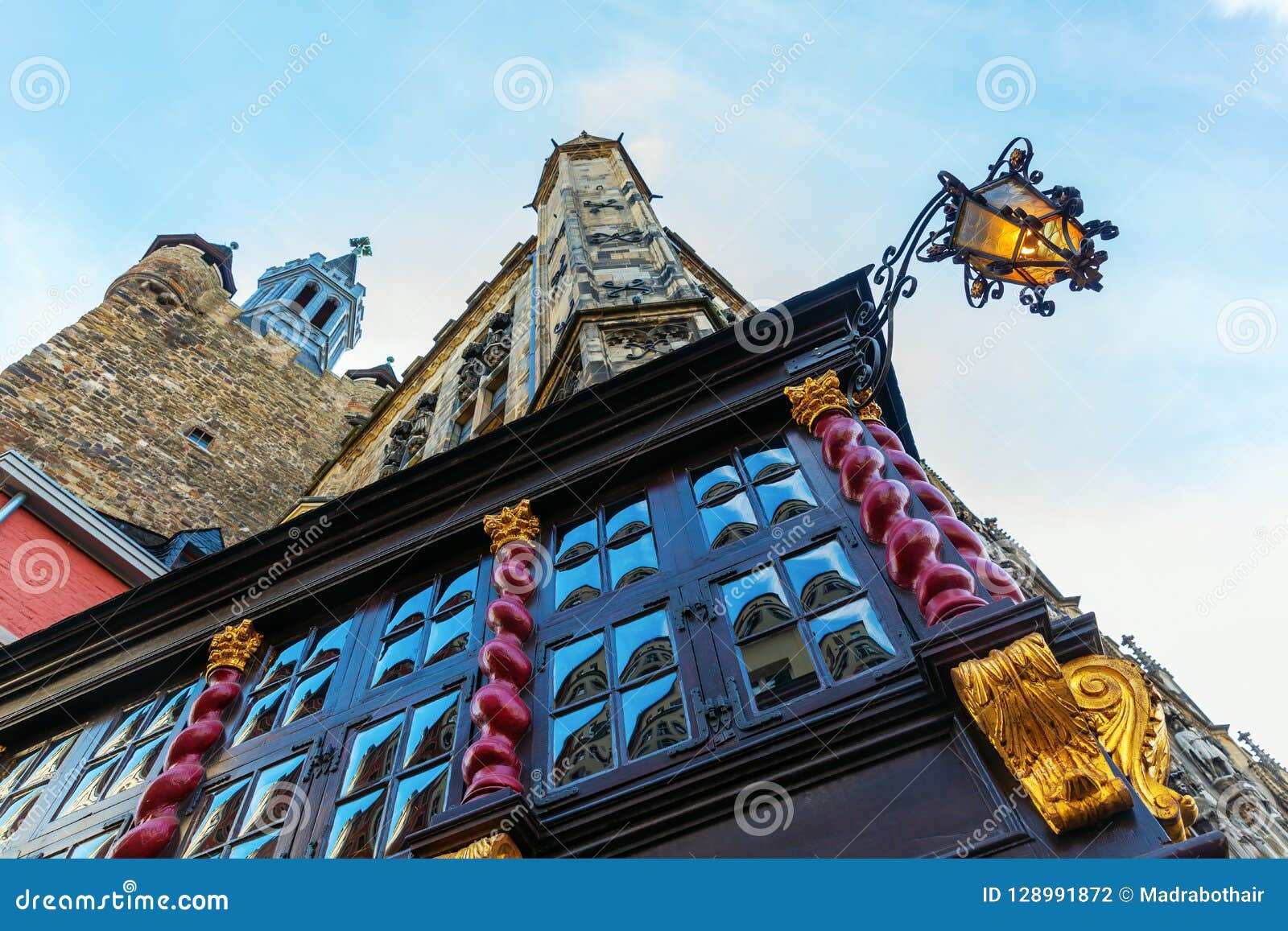 Historic Building and Granus Tower in Aachen, Germany Stock Photo ...