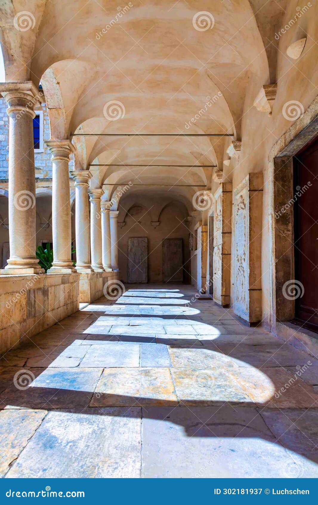 Historic Building Interior with Arched Arcade and Columns Stock Image ...