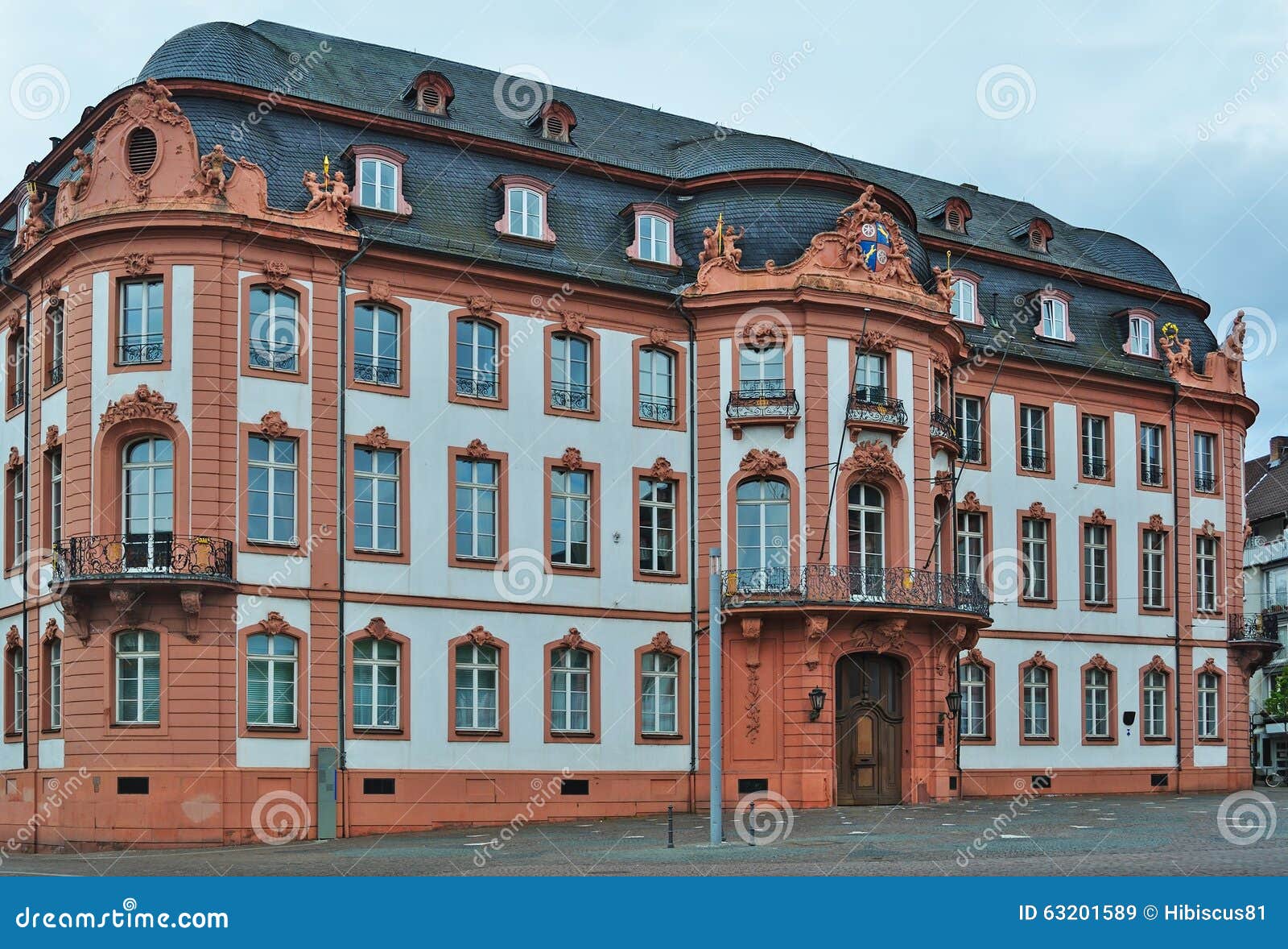 Historic building in Mainz stock image. Image of clouds - 63201589