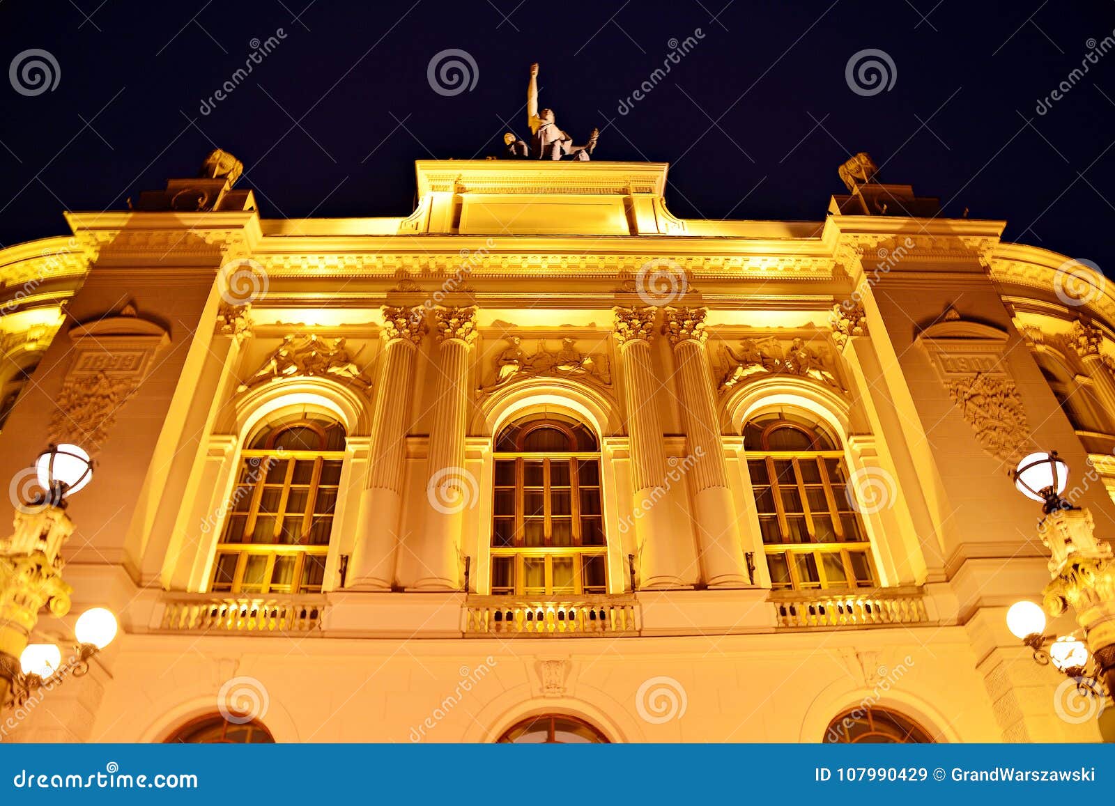 Historic building at night stock image. Image of residence - 107990429