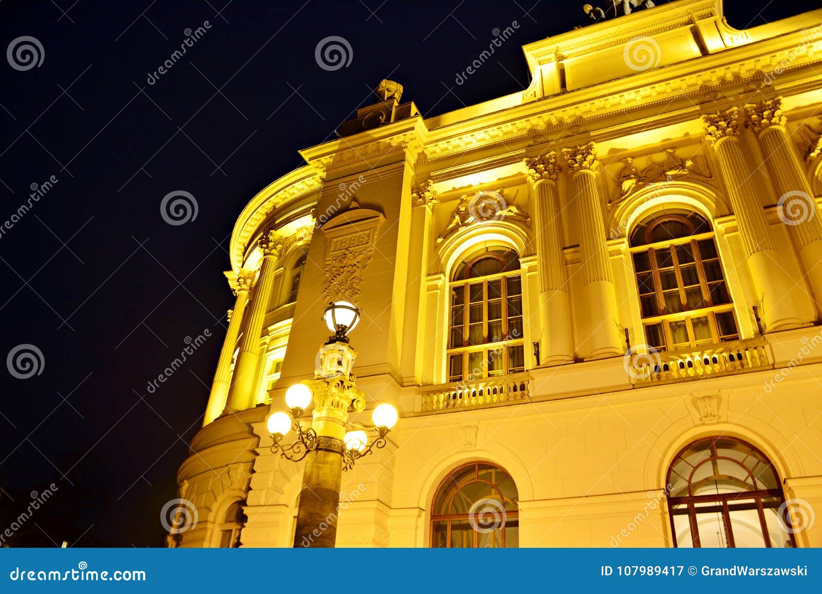 Historic building at night stock image. Image of european - 107989417