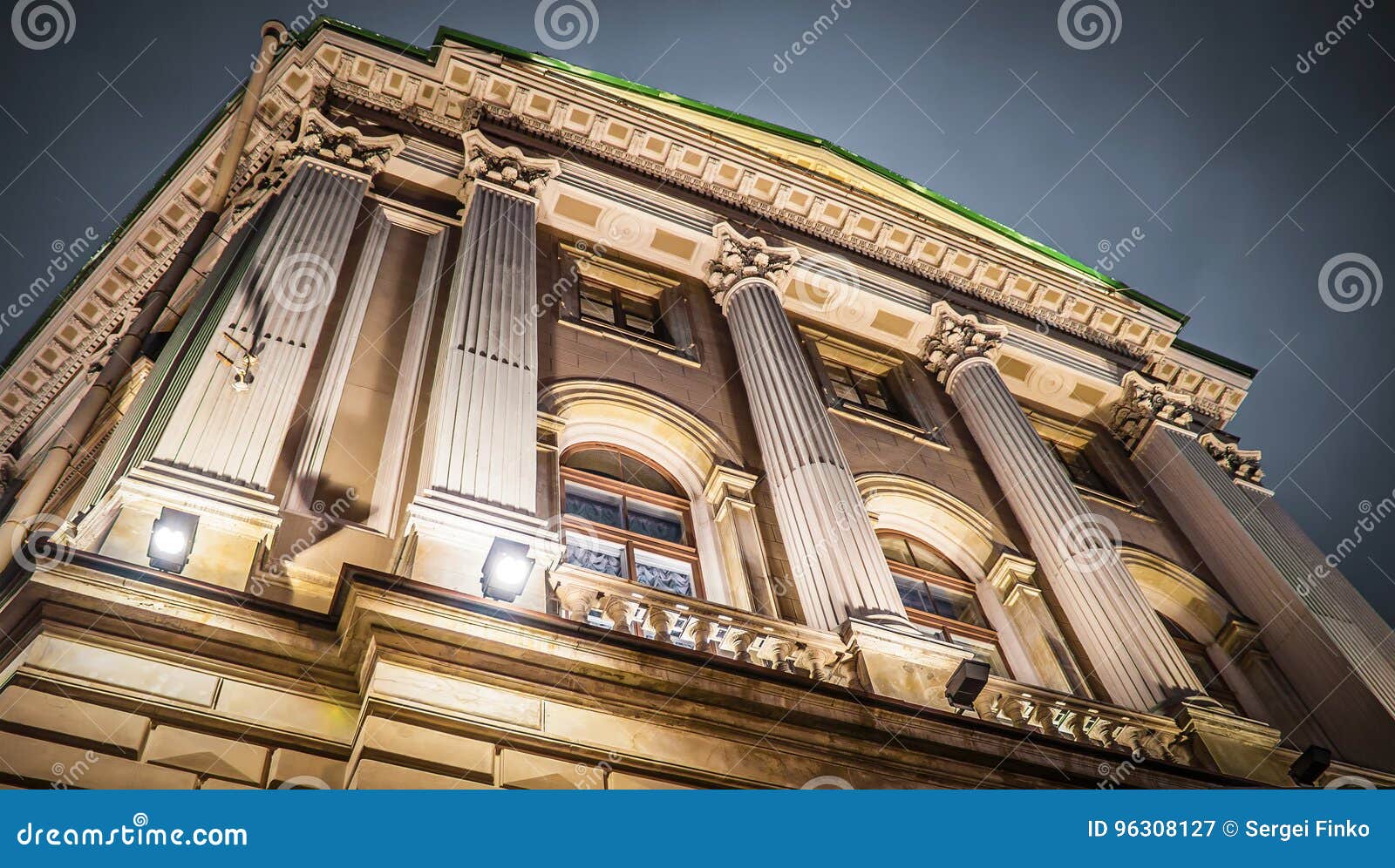 Historic building at night stock image. Image of facade - 96308127