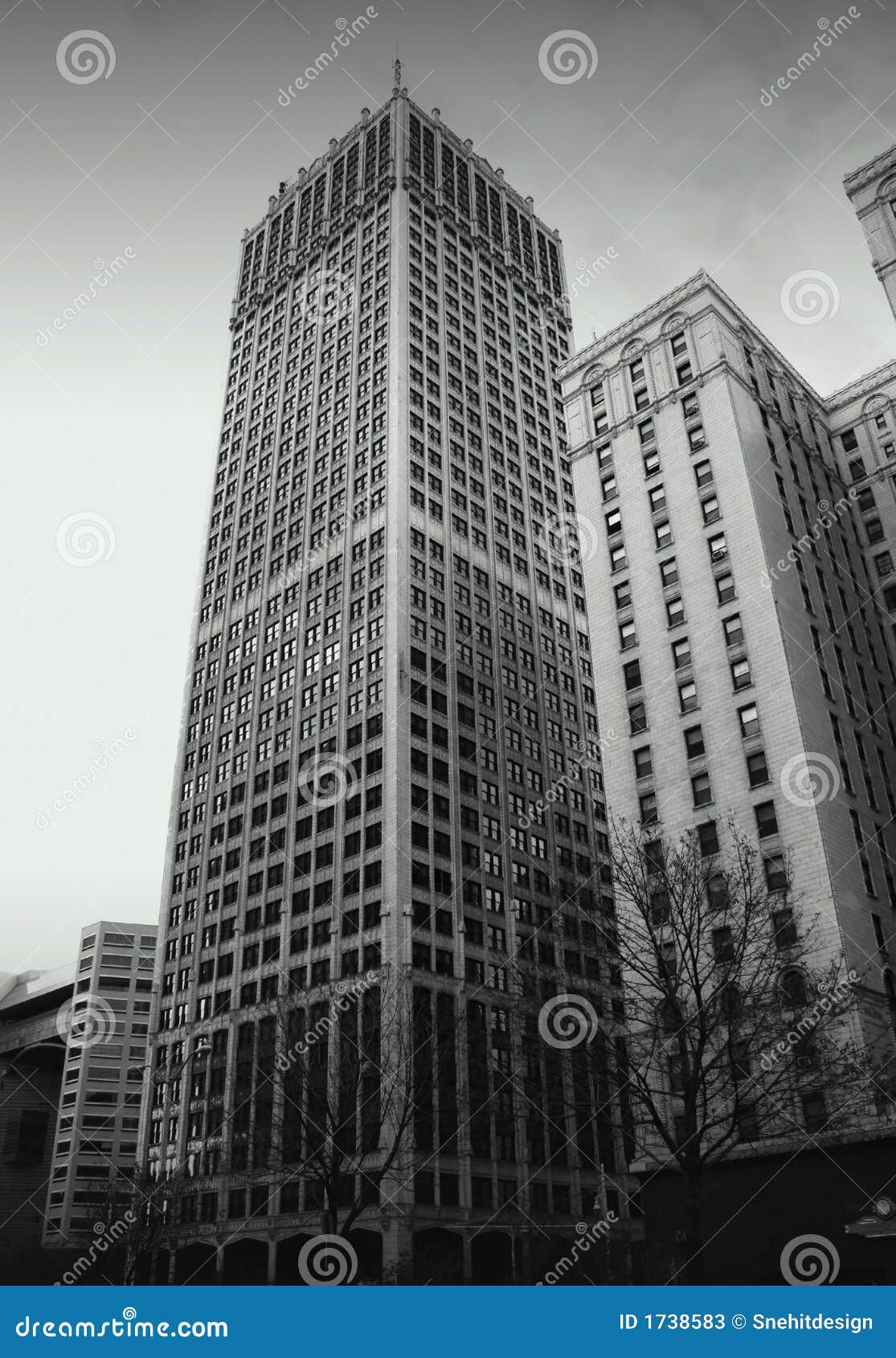 Historic Buildings in Detroit Downtown Stock Image - Image of highrise ...