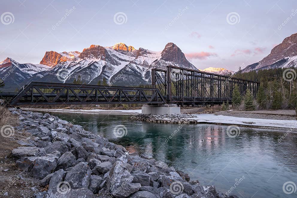 Historic Canmore Engine Bridge, Alberta, Canada Stock Photo - Image of ...