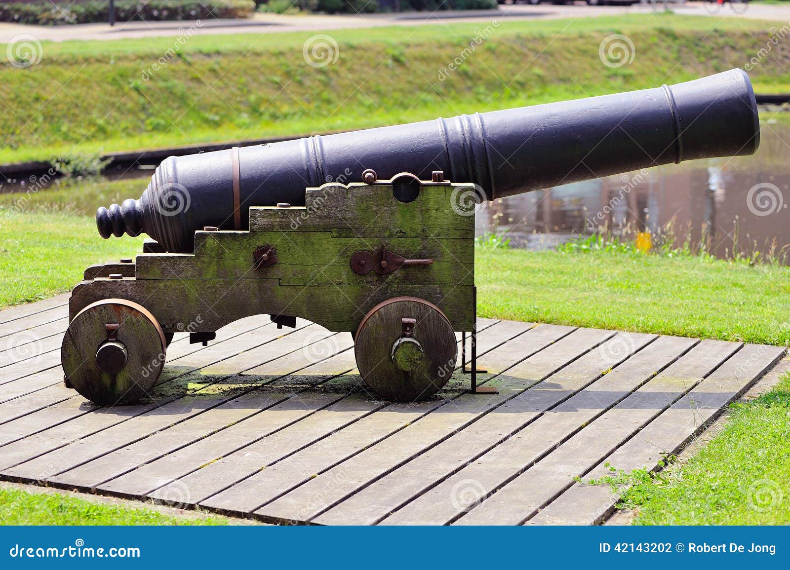 Historic Cannon Stands Ready at the Canal Stock Photo - Image of ...