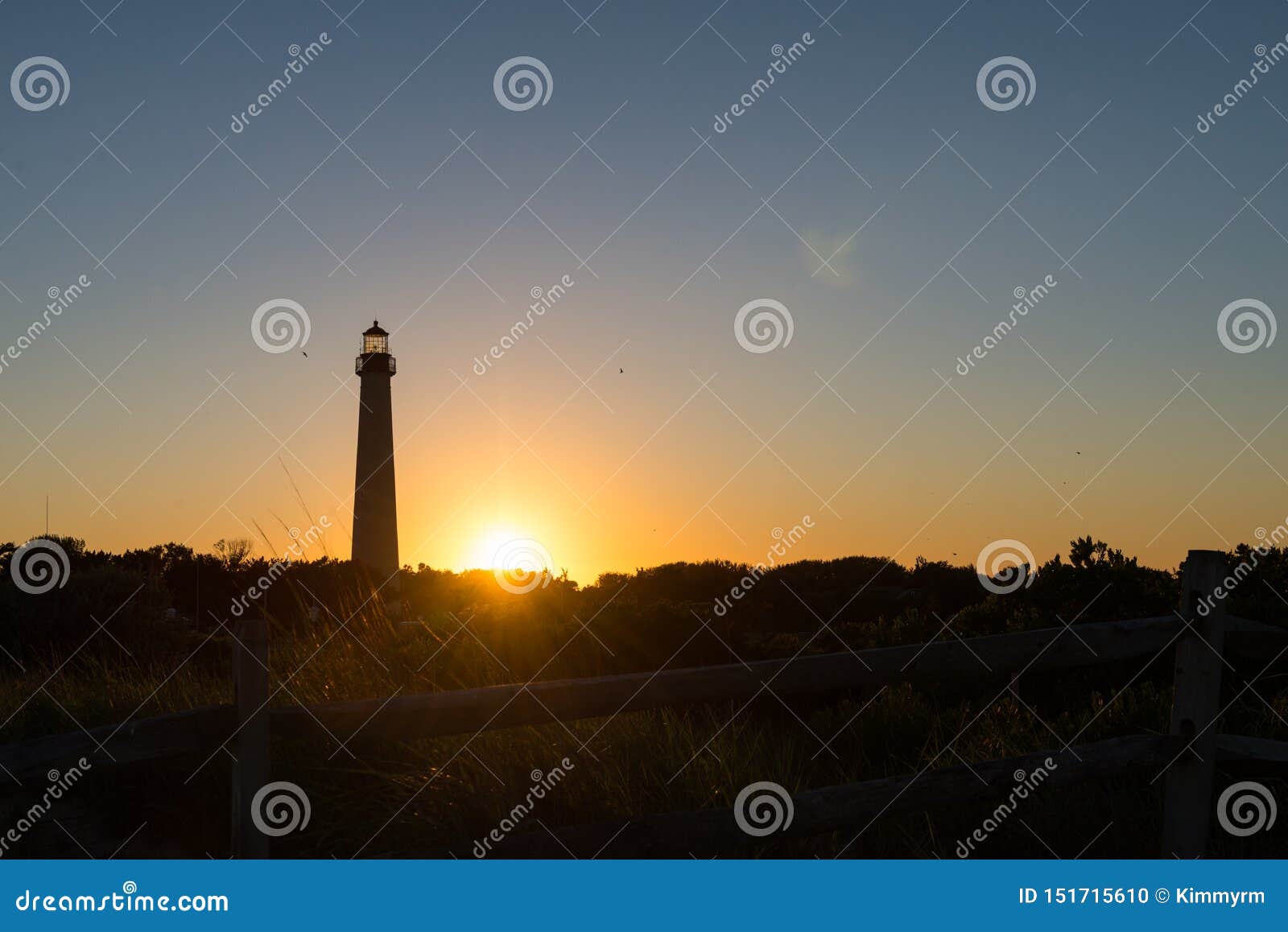 Cape May Lighthouse at Sunset Stock Photo - Image of house, blue: 151715610
