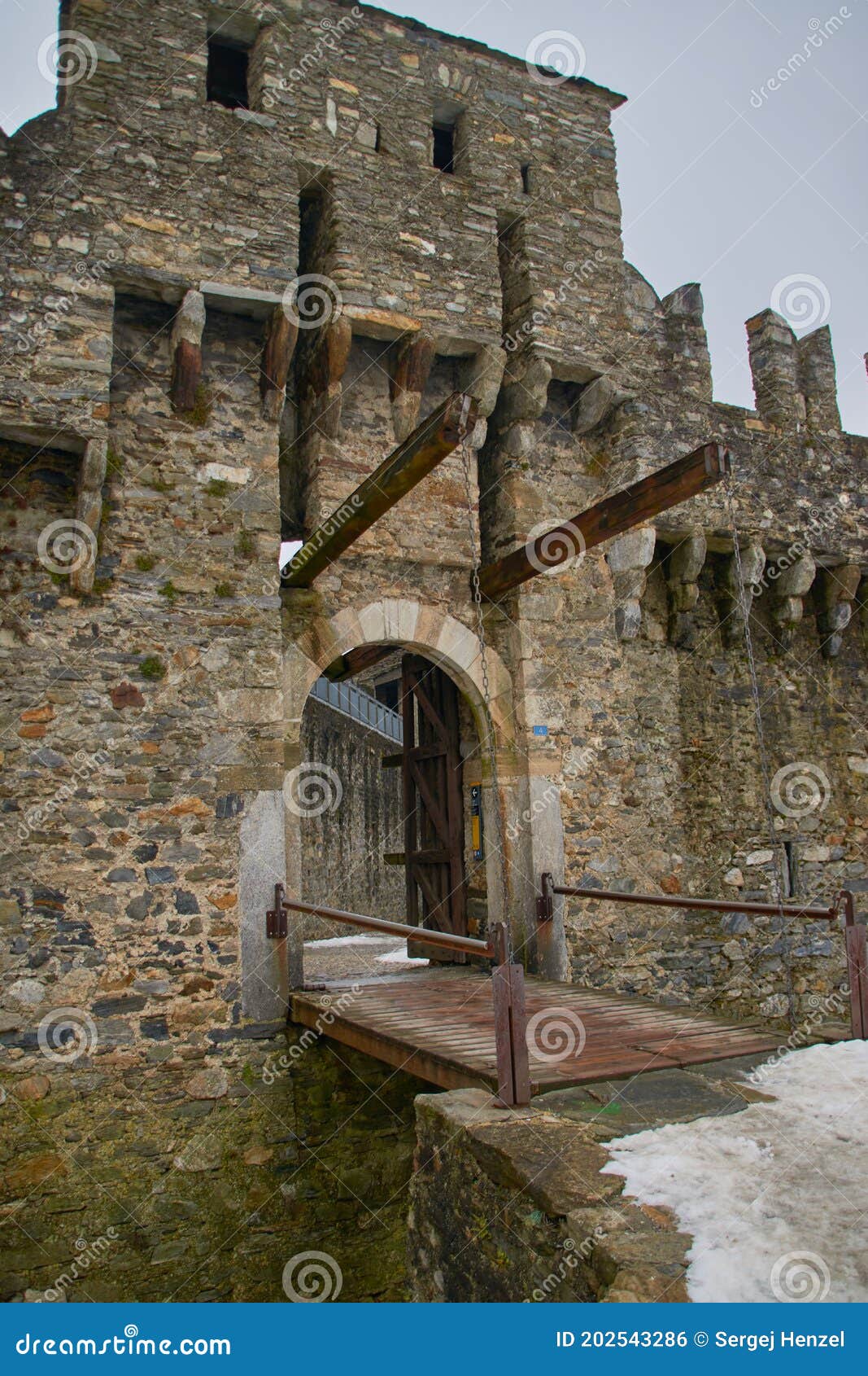 Historic Castle with a Drawbridge Stock Photo - Image of historic, snow ...