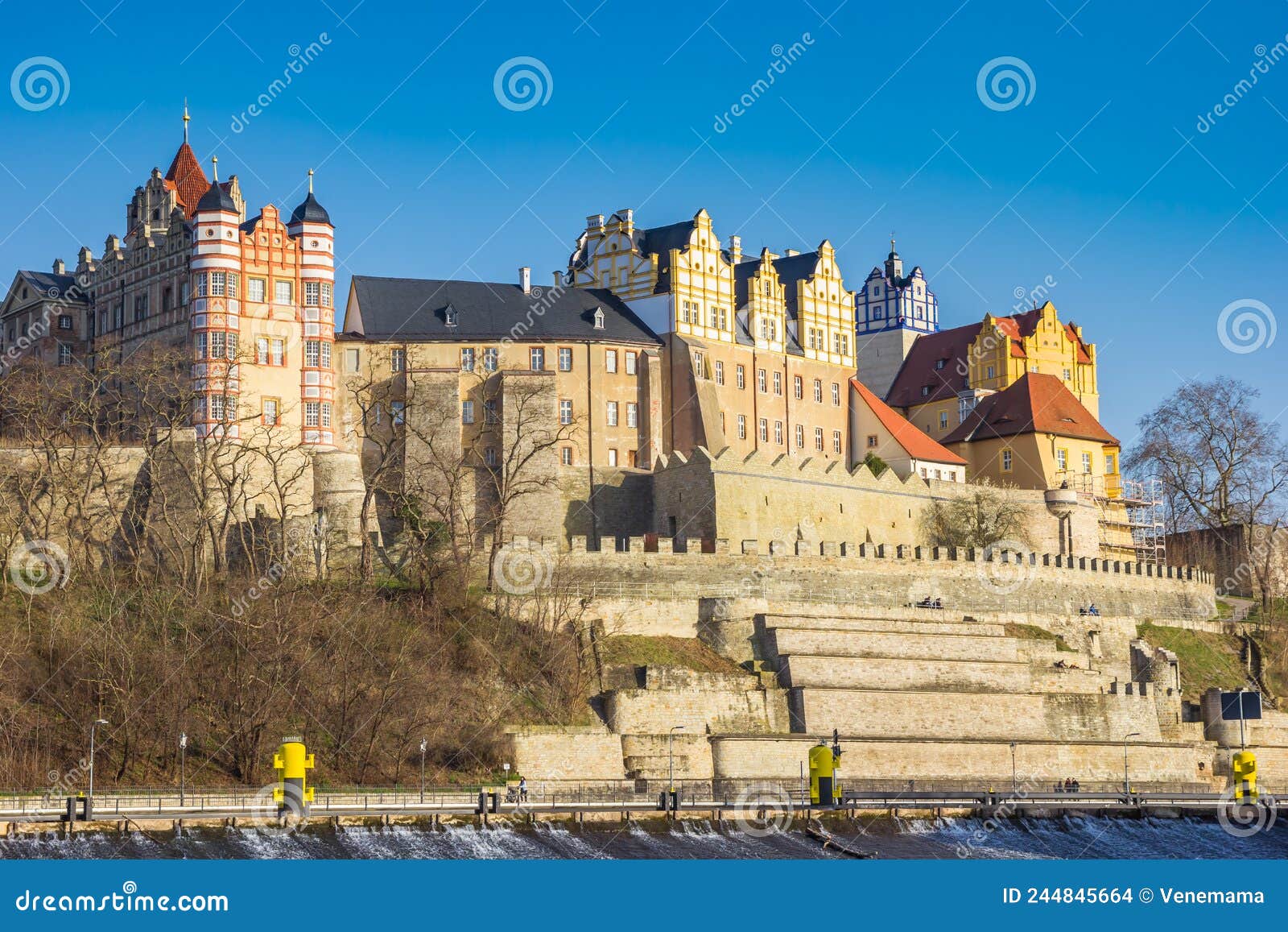 Historic Castle Schloss Bernburg at the Saale River in Bernburg Stock ...