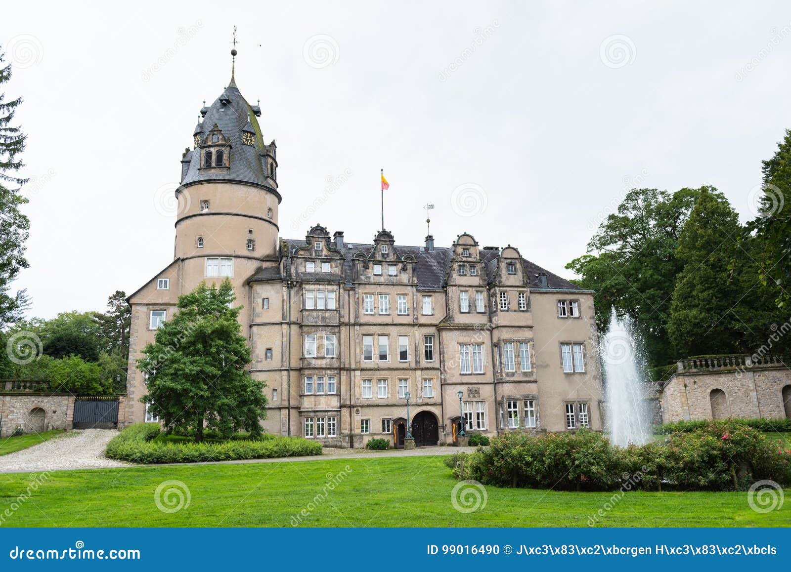 Historic Castle in the Town of Detmold Stock Photo - Image of clock ...