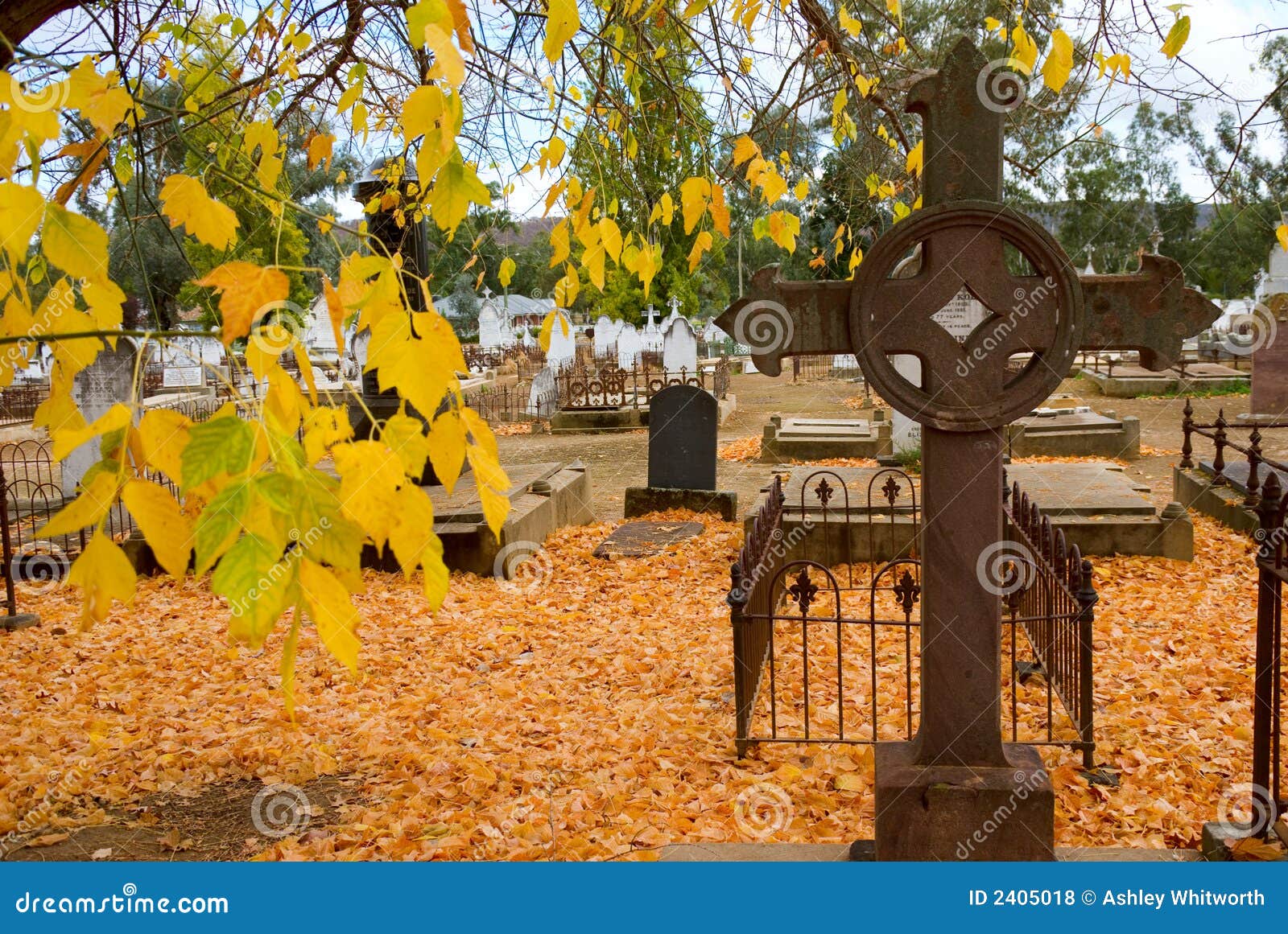 Historic Cemetery in Autumn Stock Photo - Image of funeral, gravestone ...
