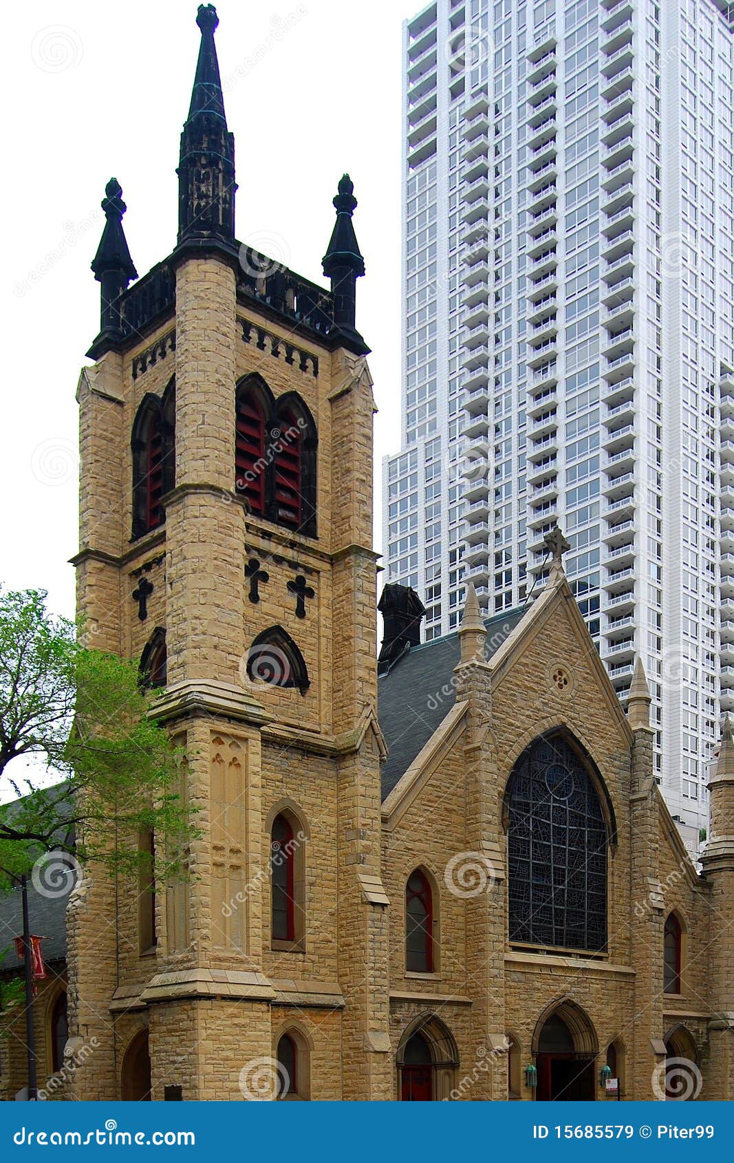 Historic Church in Chicago Downtown Stock Image - Image of church ...