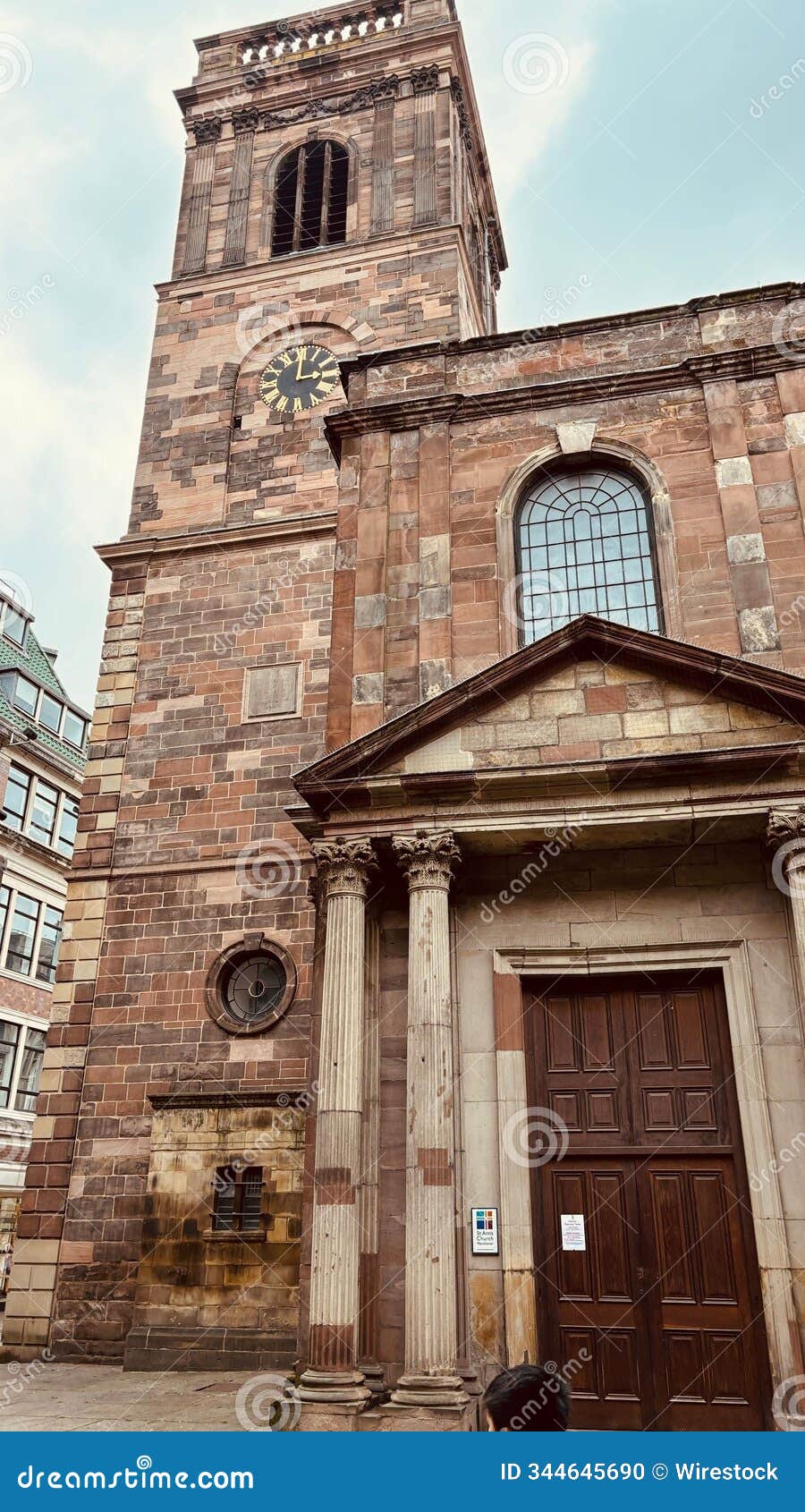 Historic Church with Clock Tower in Cityscape. Stock Photo - Image of ...
