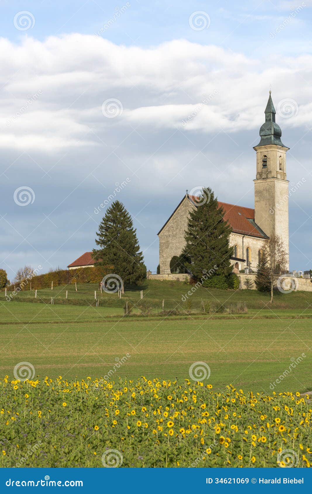 Historic Church in Rural Bavaria, Germany Stock Image - Image of field ...