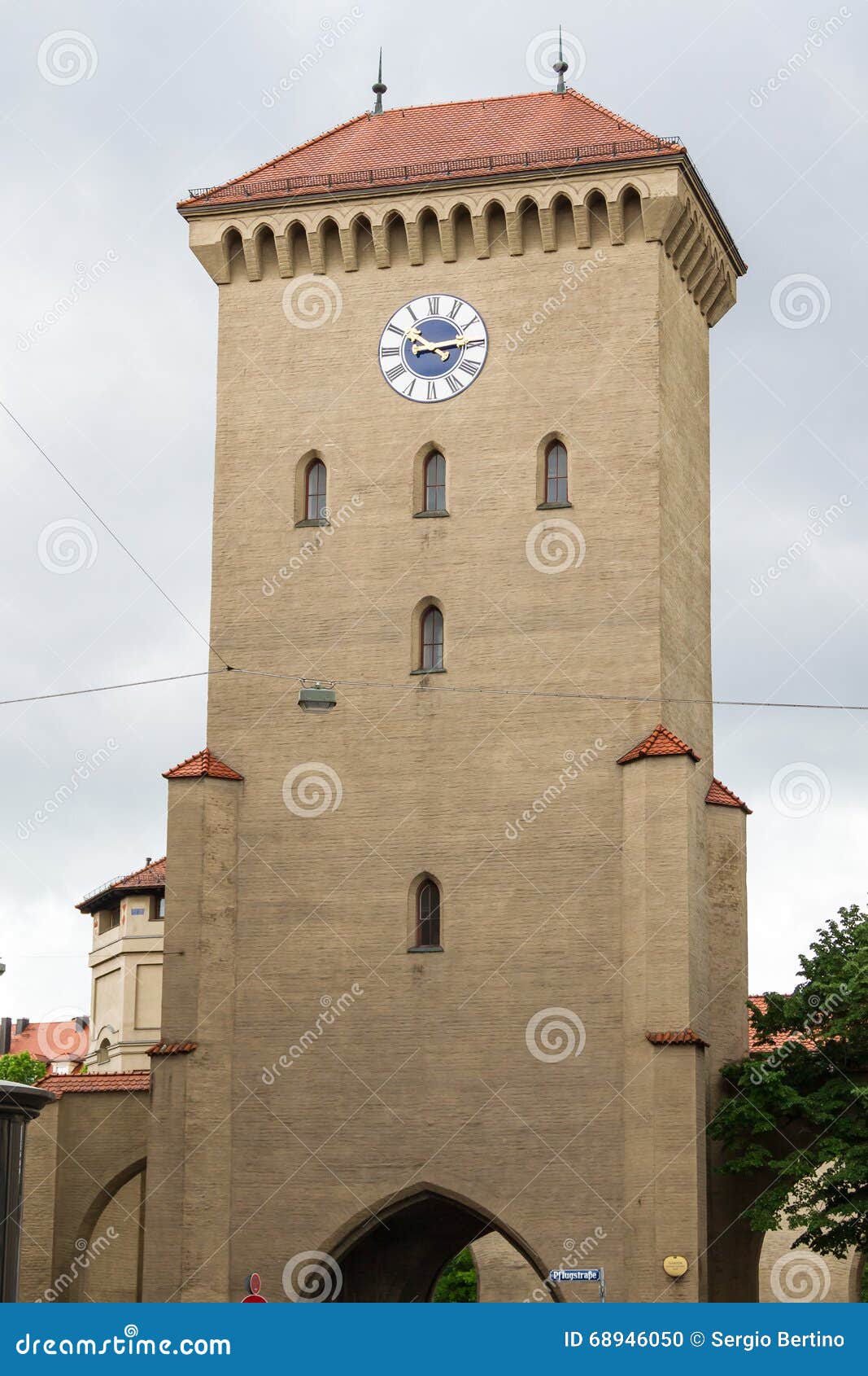 Historic Clock Tower in Munich, Germany Stock Photo - Image of spire ...