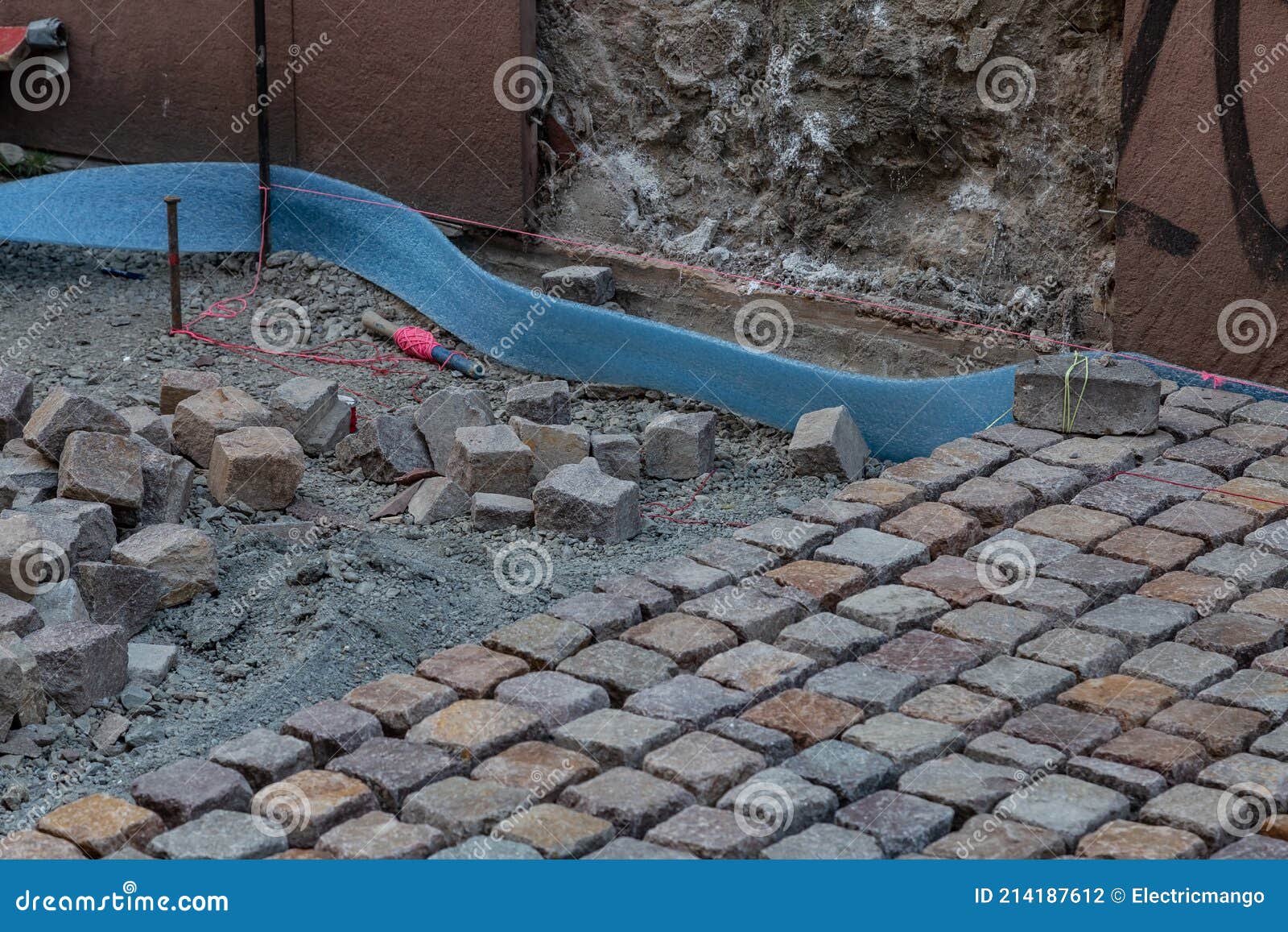 Cobble stone work stock photo. Image of pave, surfacing - 214187612