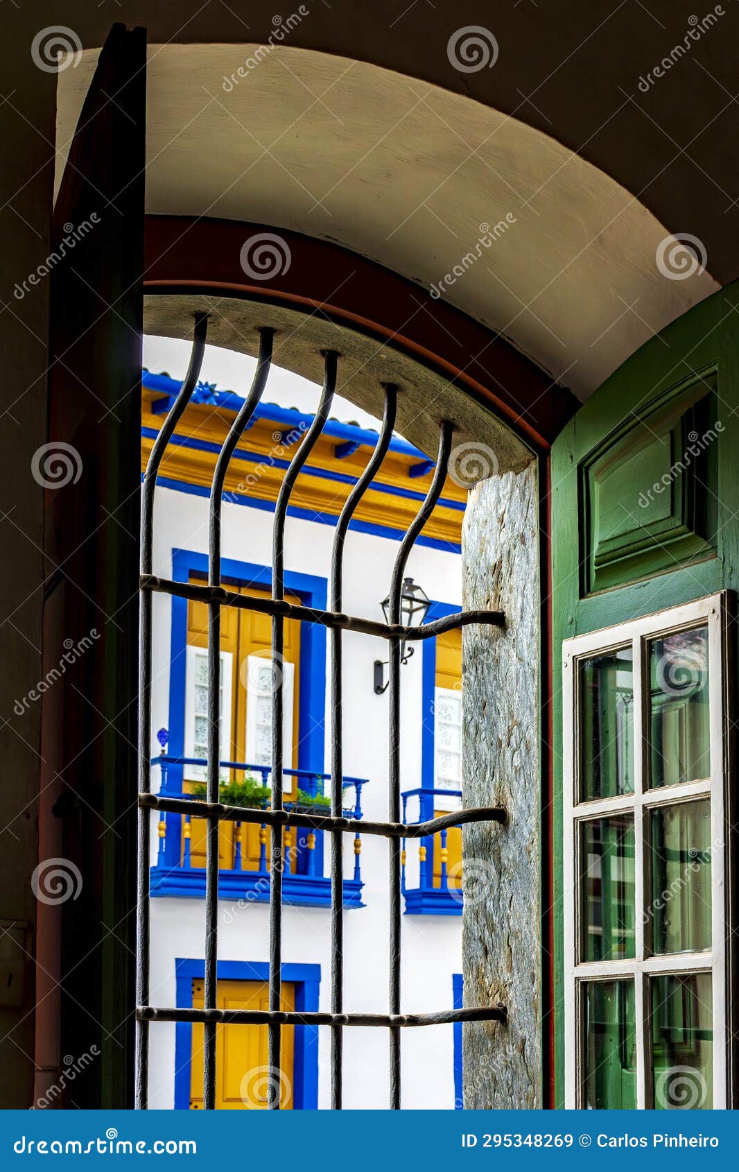 Historic Colonial Style House Seen through the Window Stock Image ...