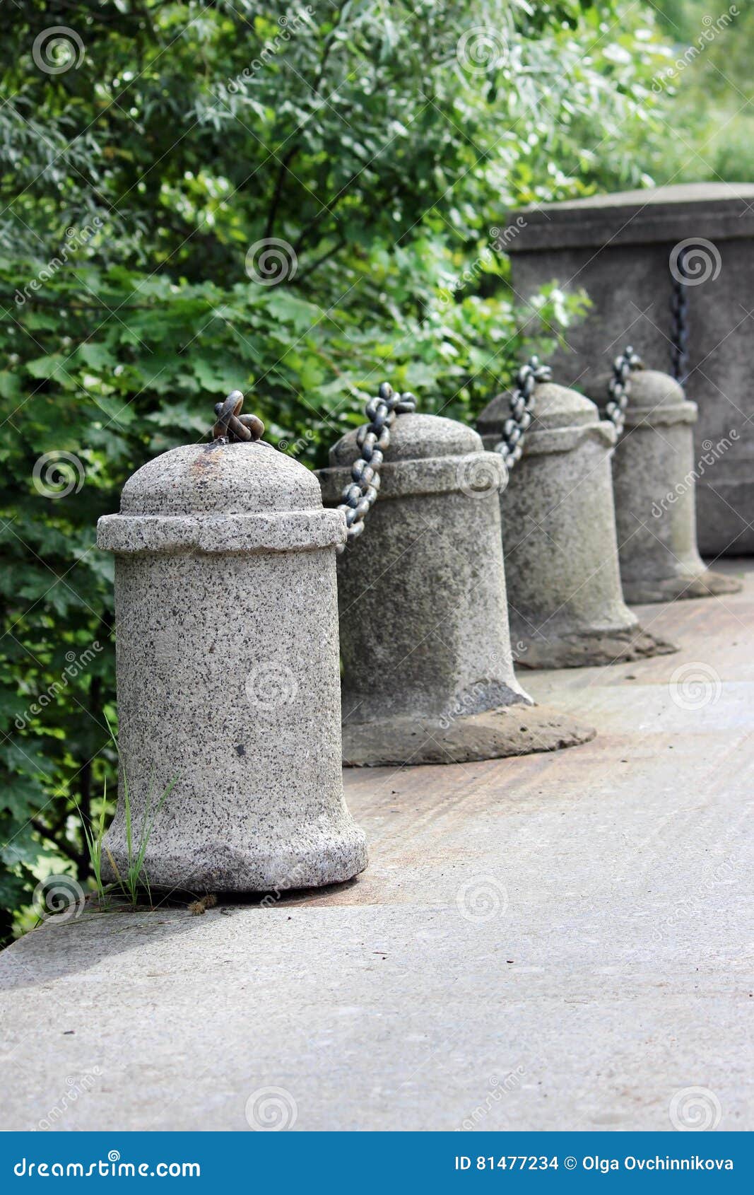 Historic Concrete Pillars with Metal Chains As a Guard at the Road ...