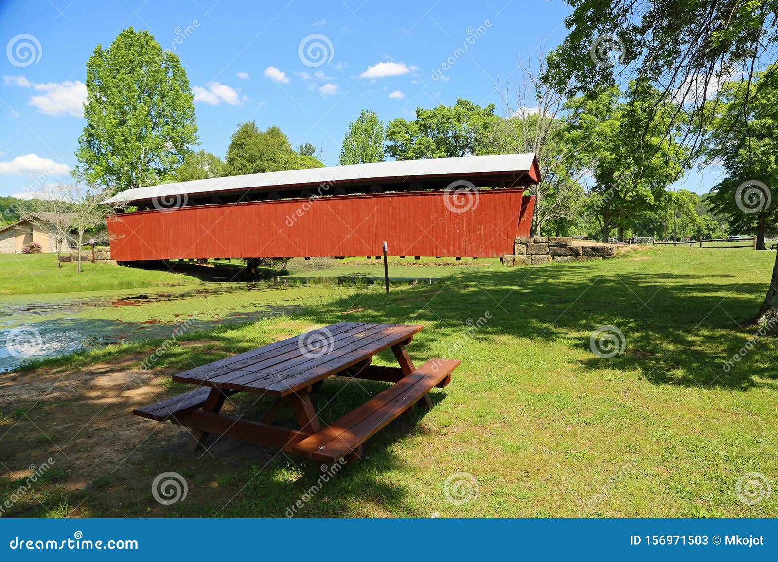 The Table and Staats Mill Covered Bridge Stock Image - Image of nature ...