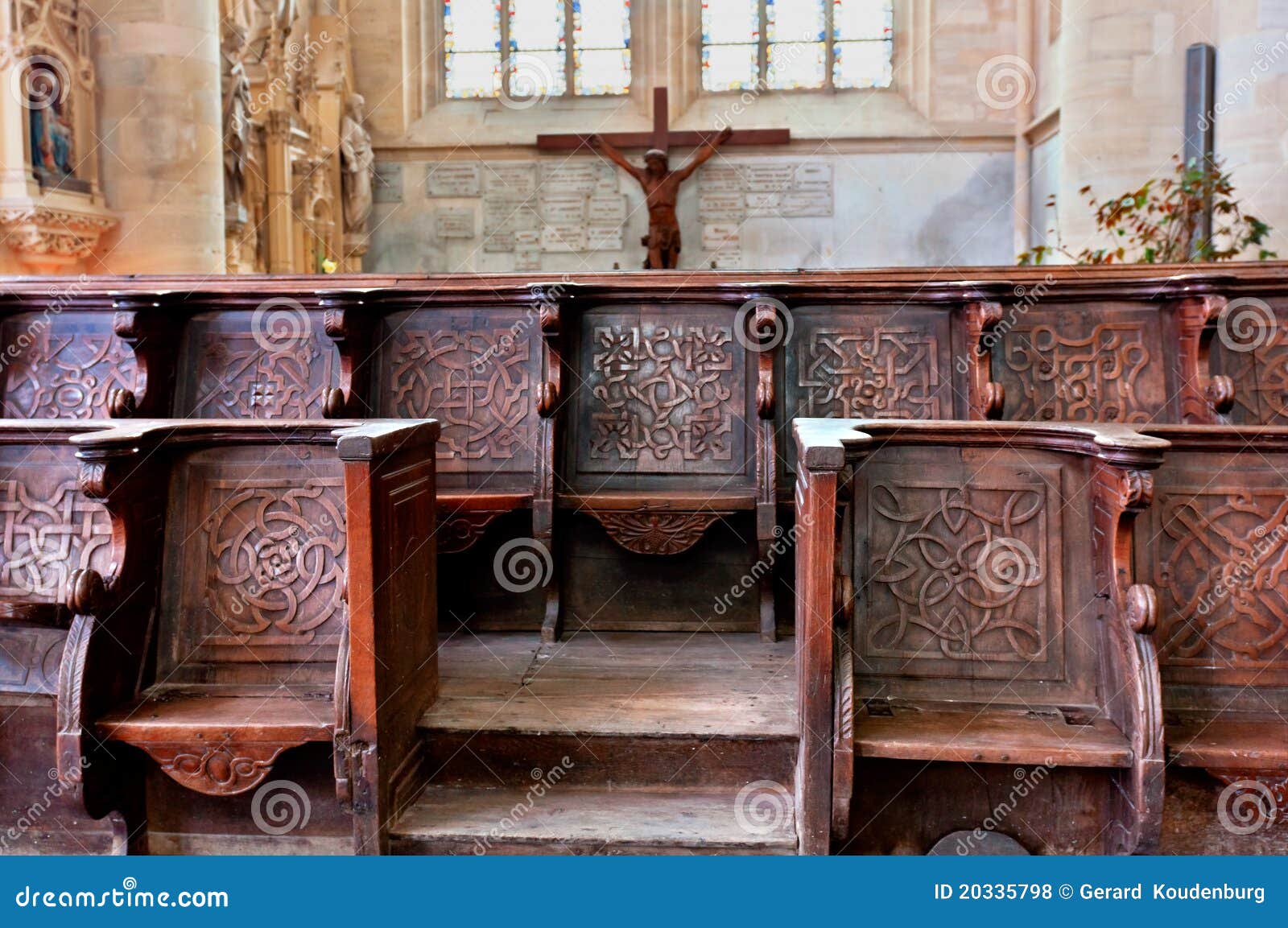 Historic Curch Bench of the Cathedral of Coutances Stock Photo - Image ...