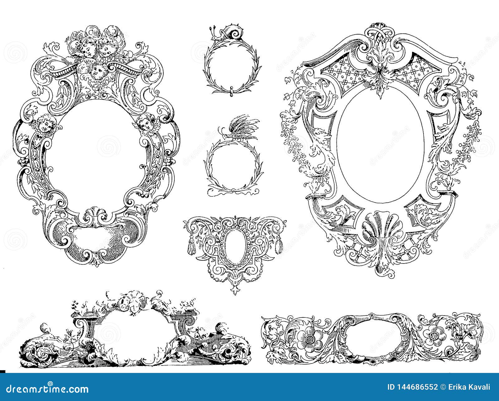 Sea Style Frames Set - Square, Round And Oval Frames Collection ...
