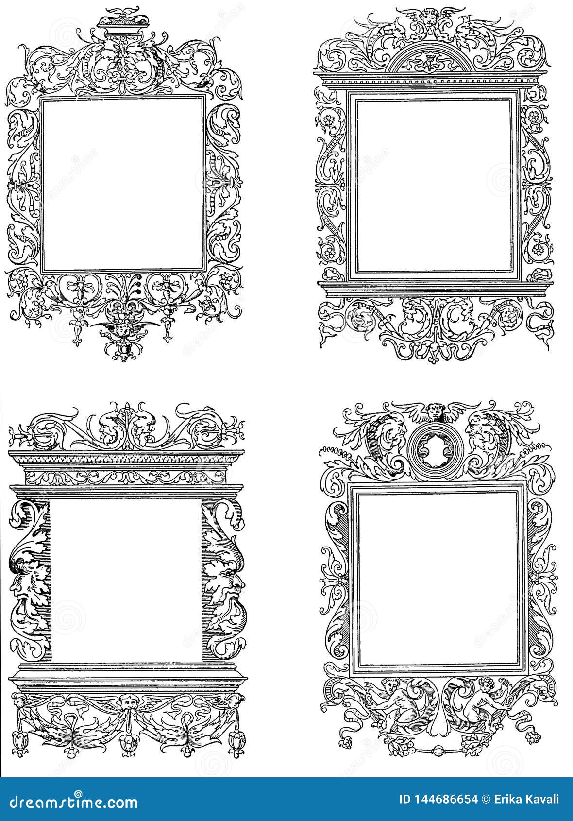 Sea Style Frames Set - Square, Round And Oval Frames Collection ...