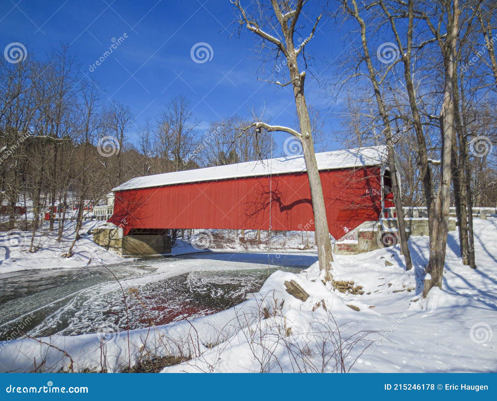 Eagleville Covered Bridge on a Winter Day in Upstate New York Stock ...
