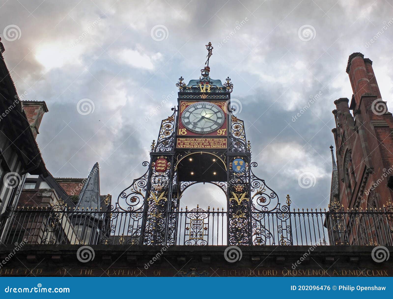 Historic Eastgate Bridge with Victorian Clock Tower in Chester ...