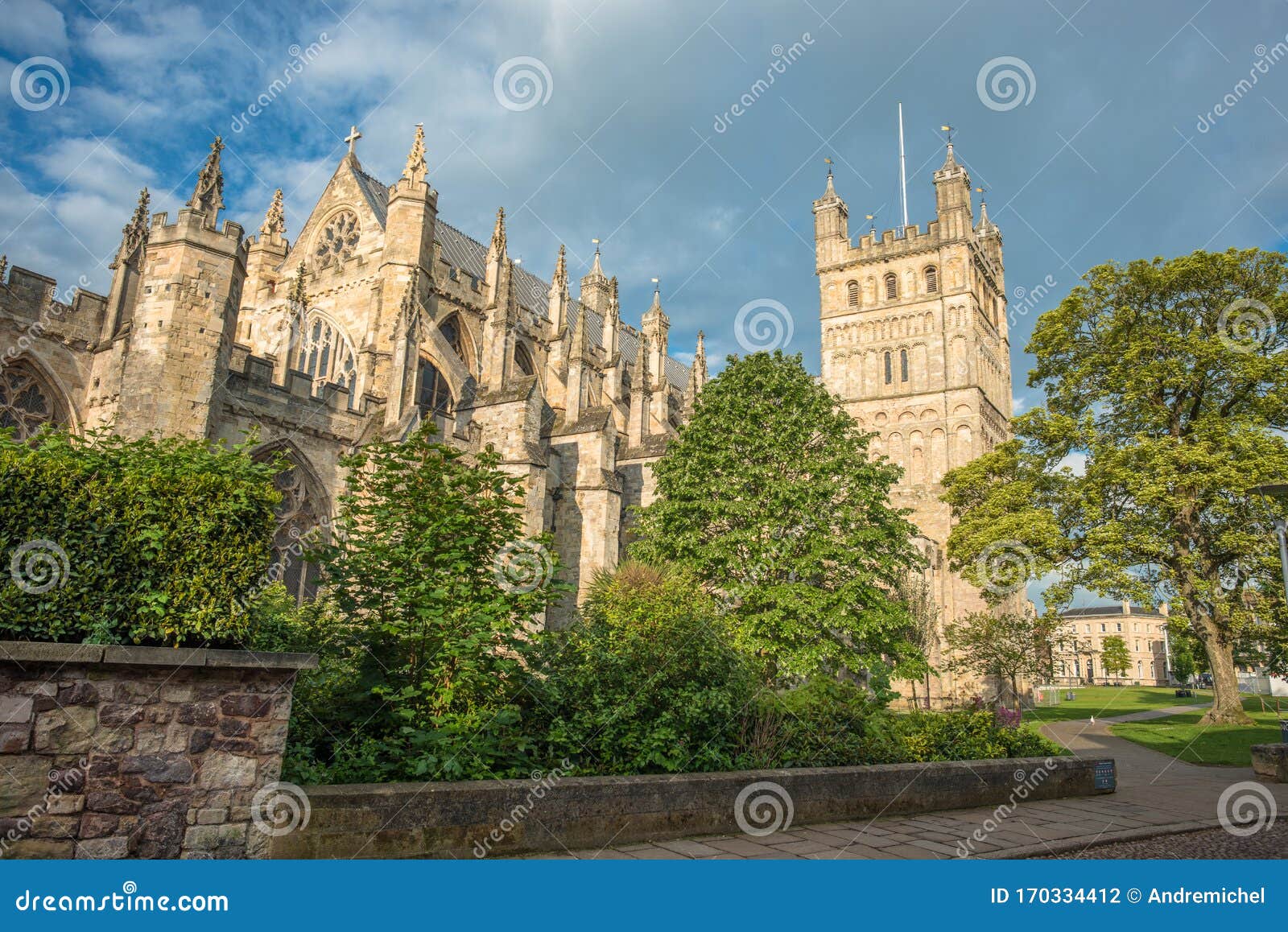 Historic Exeter Cathedral Views Stock Photo - Image of landmark ...